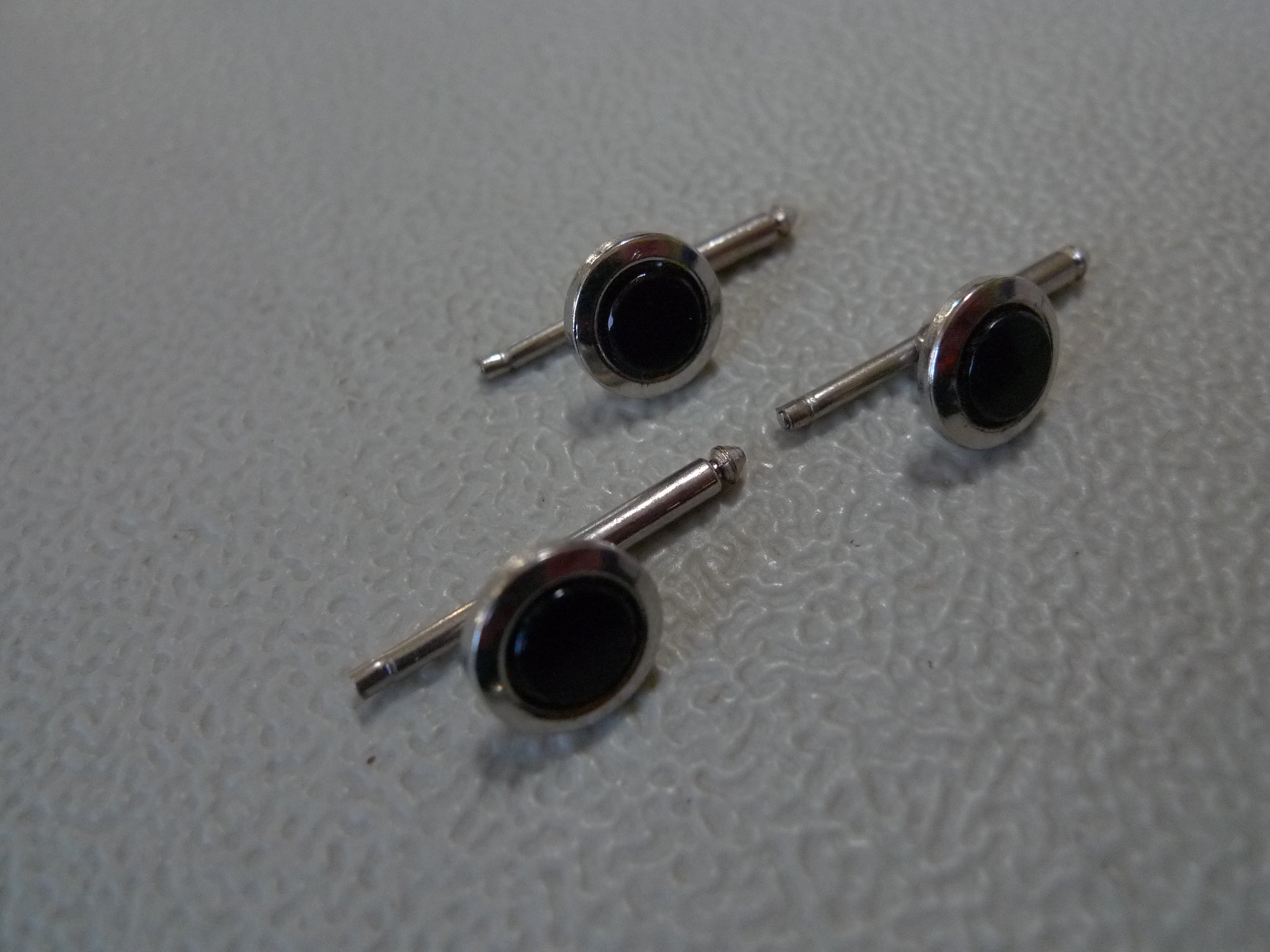 Vintage 60s Silver And Black Set Of 3 Tuxedo Button Studs | Shop THRILLING