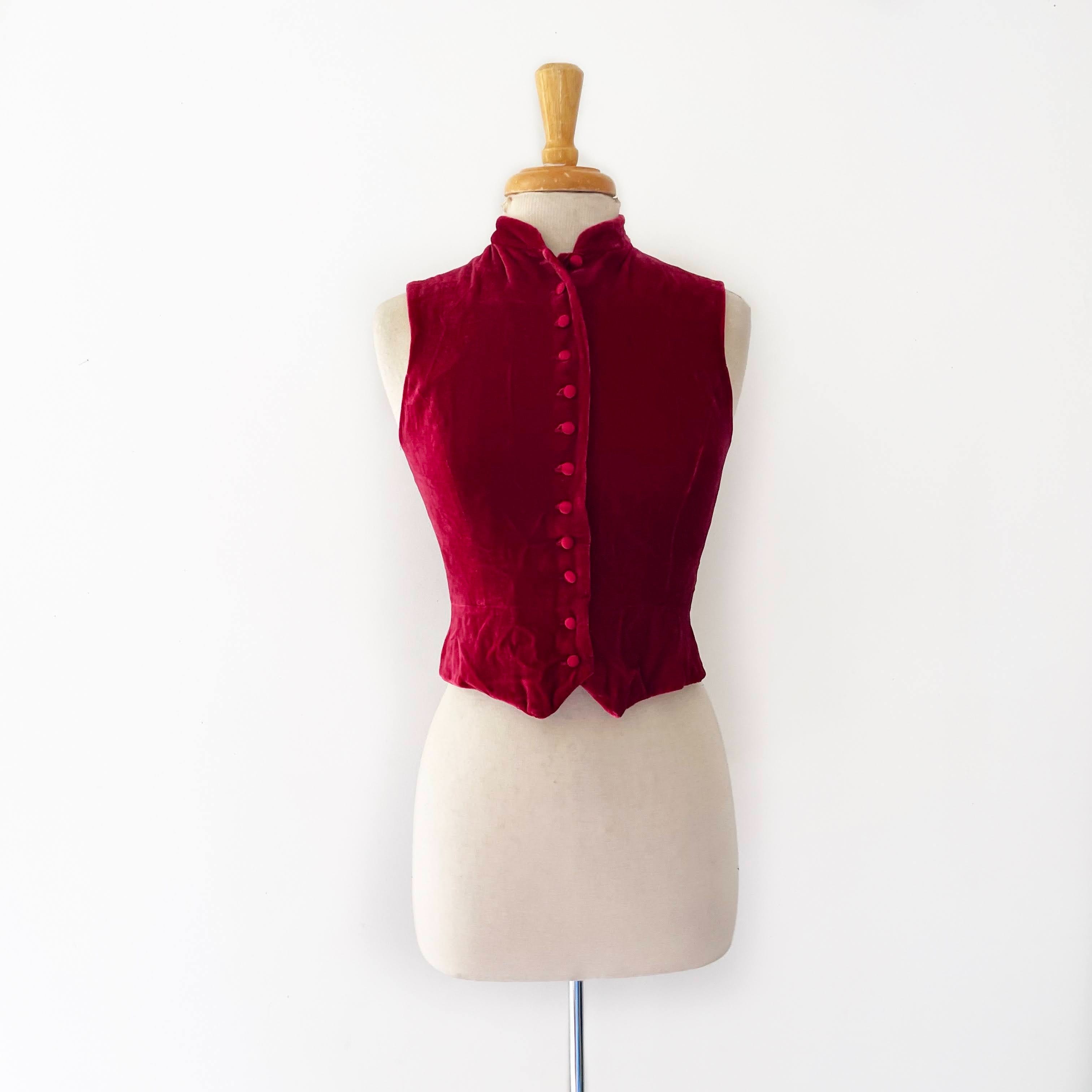 Vintage 90’s Garnet Red Velvet Vest Waistcoat by GAP | Shop THRILLING