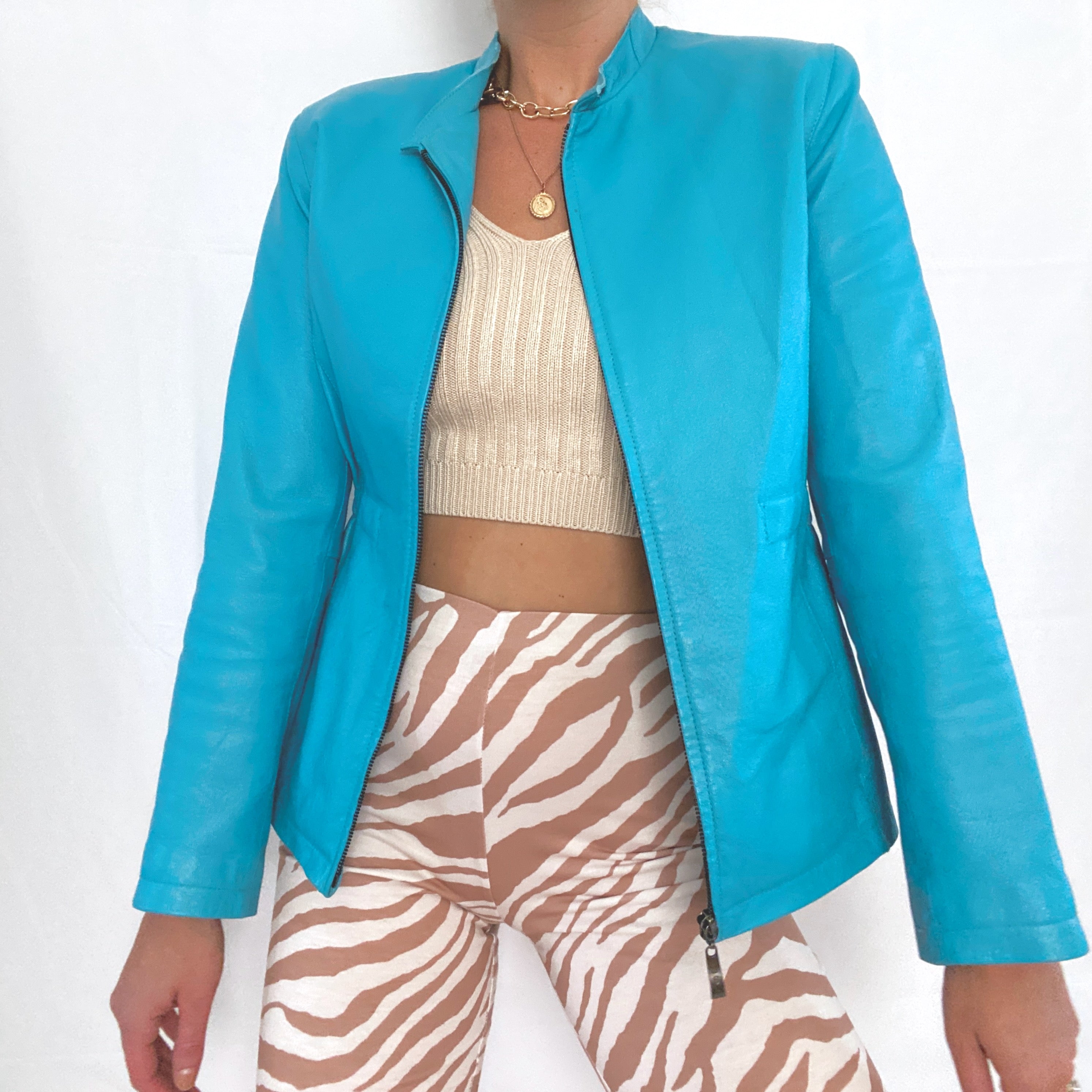 Vintage 70s/80s Bright Turquoise Leather Jacket | Shop THRILLING