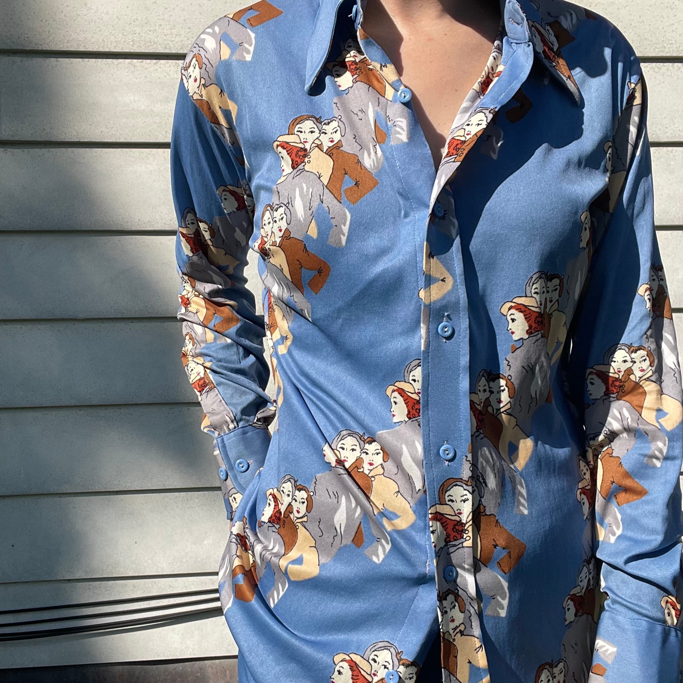 70s/80s Vintage Retro Lady Print Button Down Shirt By Huk a Poo | Shop ...