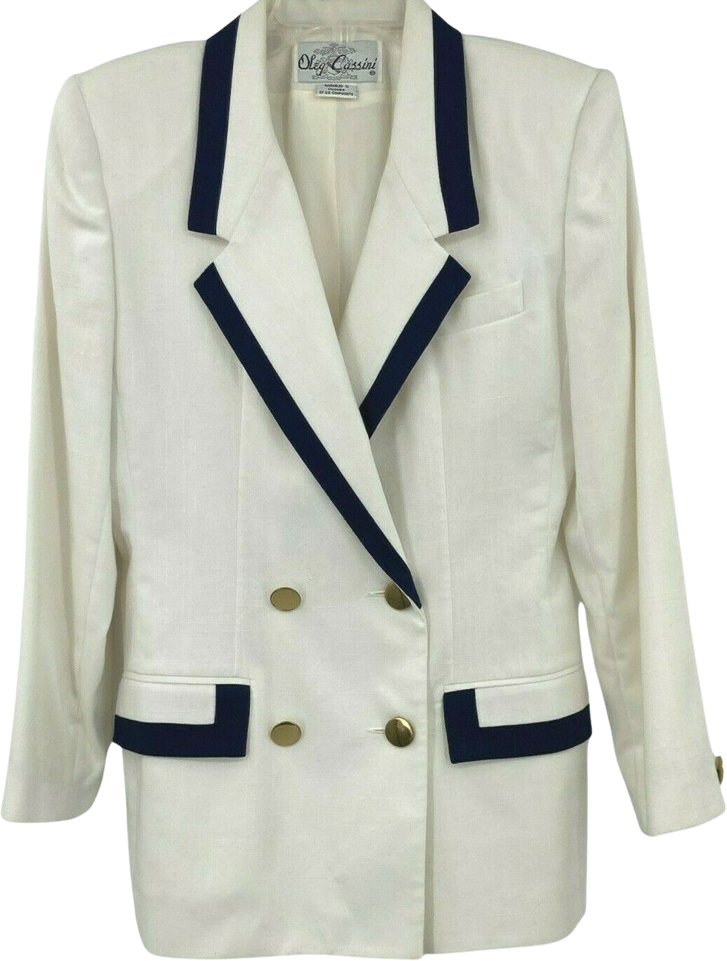 Vintage 80s Double Breasted Nautical White Blazer By Oleg Cassini ...
