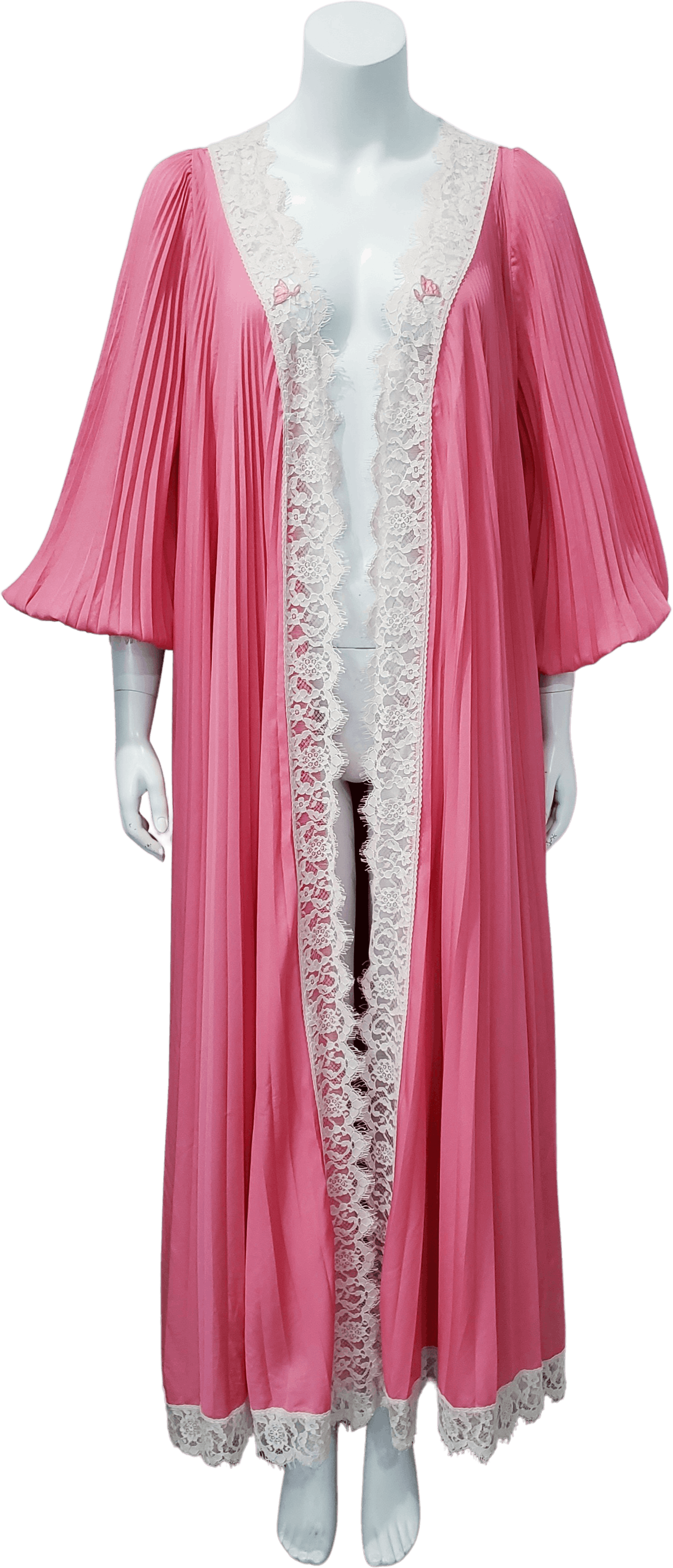 Vintage 70’s Pleated Eyelash Lace Full Sweep Peignoir Robe by Lucie Ann ...