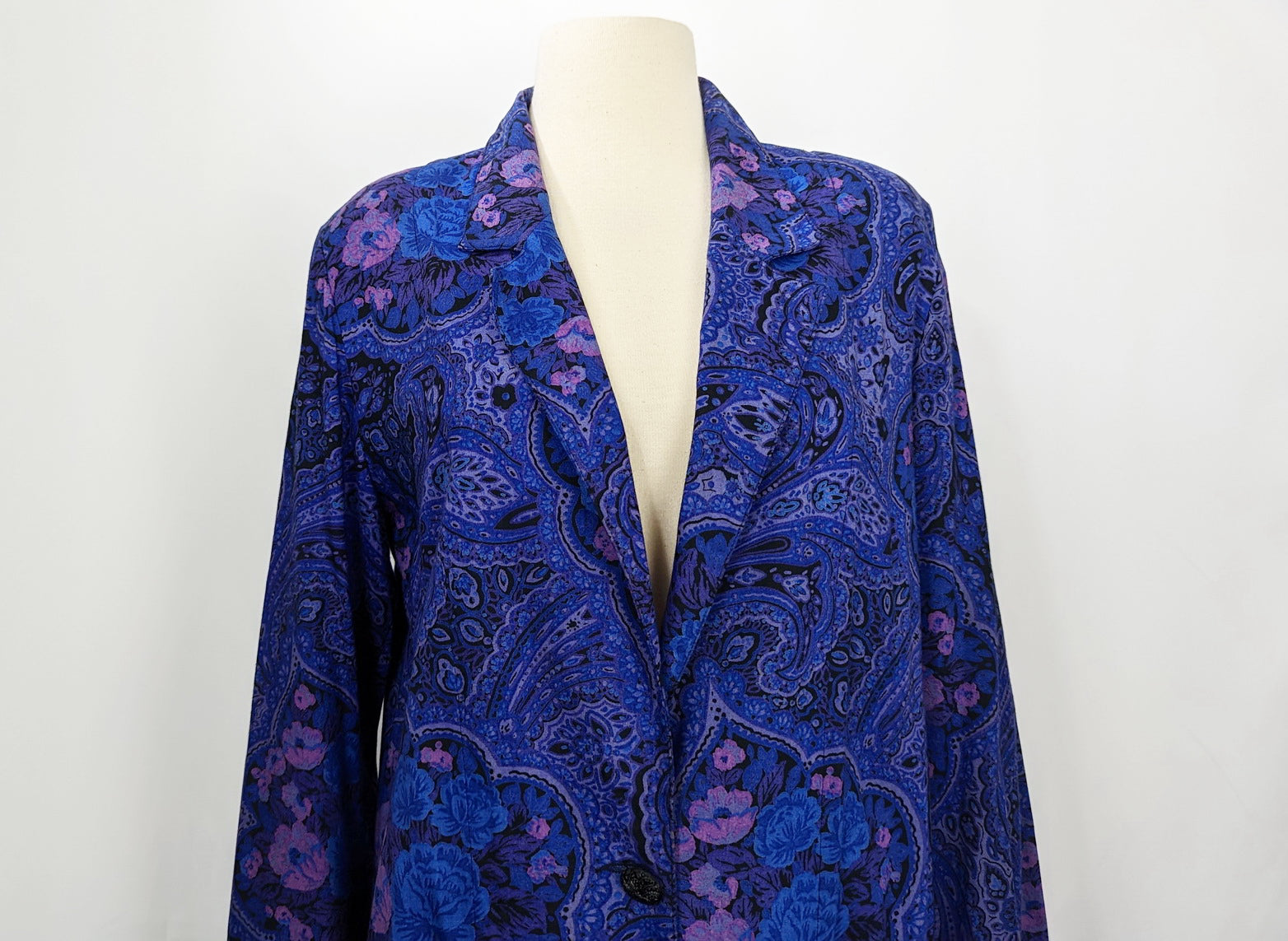 Vintage 90s Blue Purple Pink Floral German Rayon Jacket By Carole ...