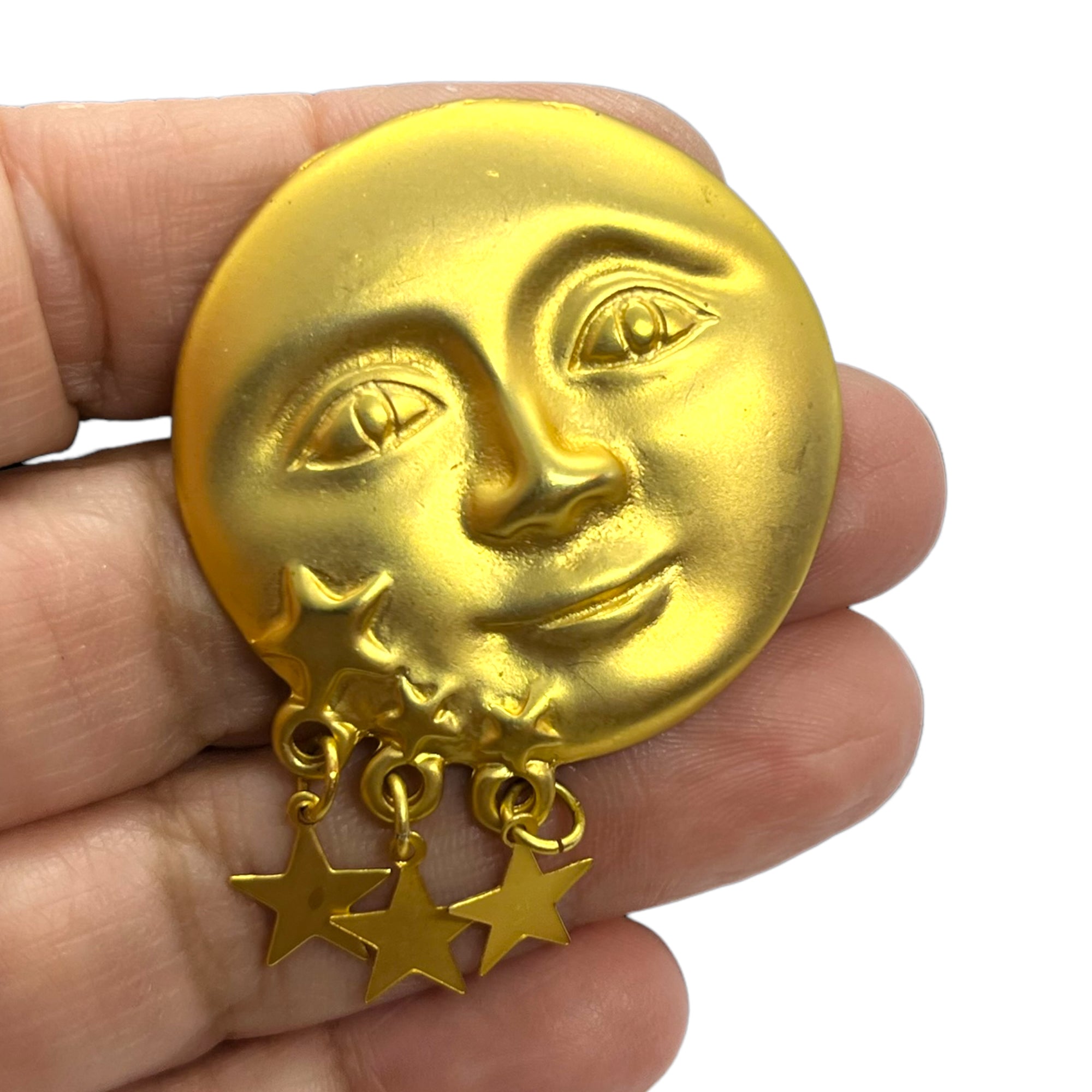 Exquisite Vintage Moon Face Brooch Pin 80s | Shop THRILLING