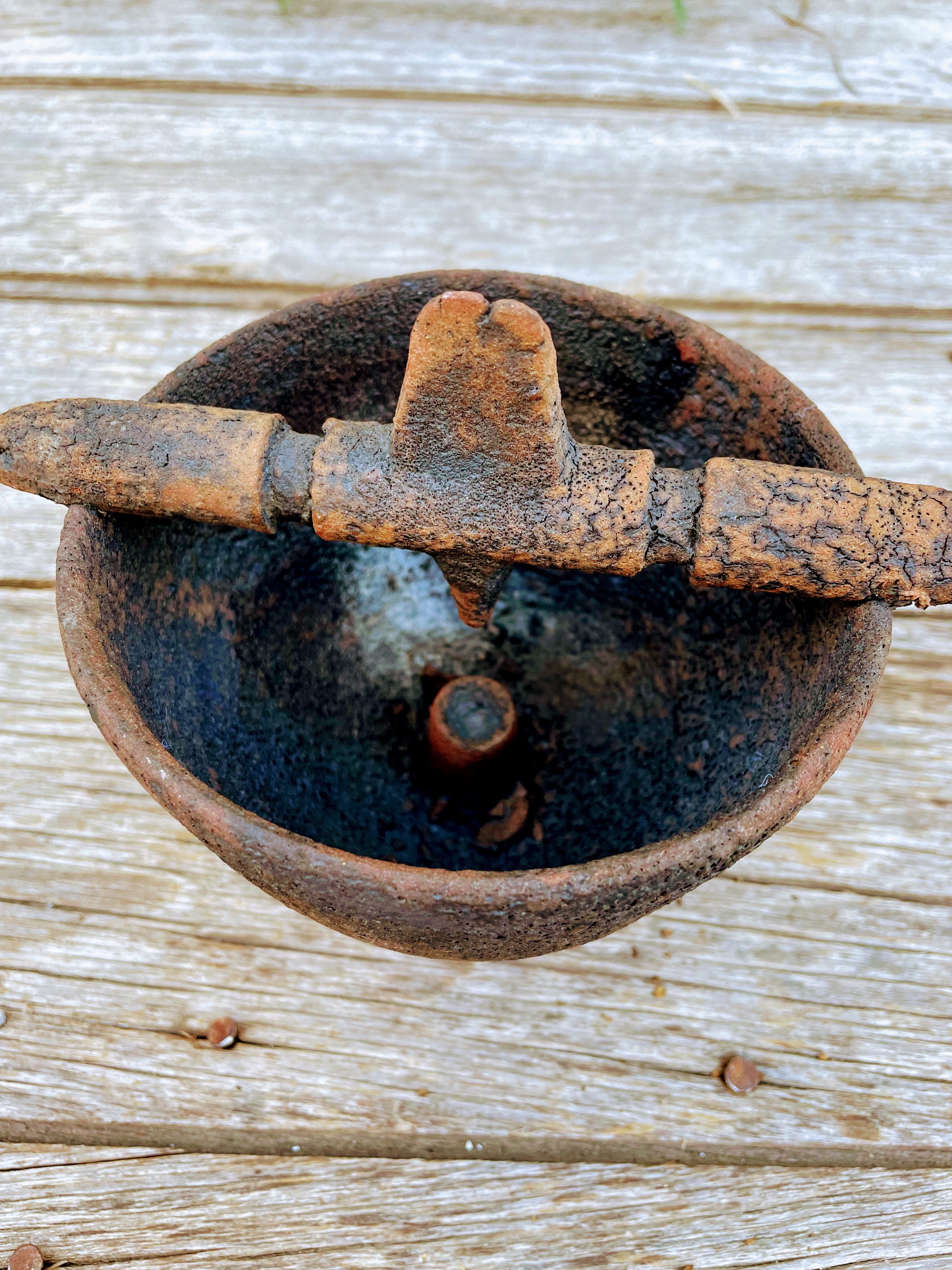 Vintage 80s Volcanic Burnt Glaze Drying Bowl Pottery Sculpture | Shop ...