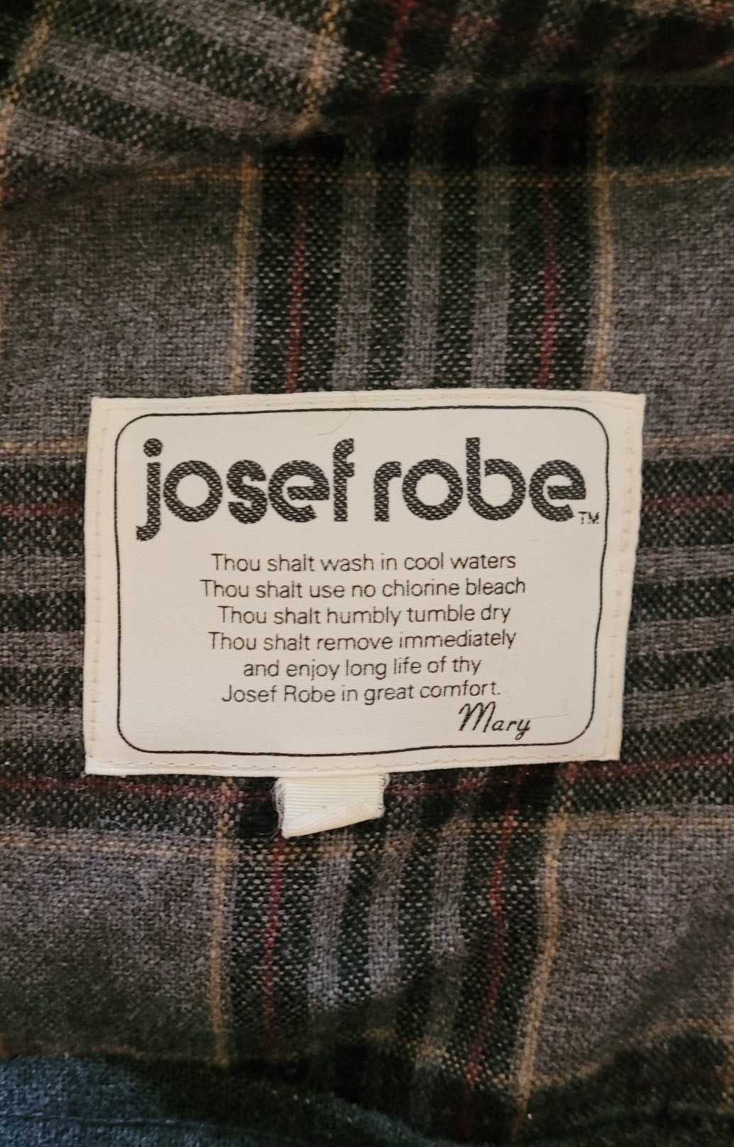 Vintage 70s Wool Plaid Lounging Robe L By Josef Robe | Shop THRILLING