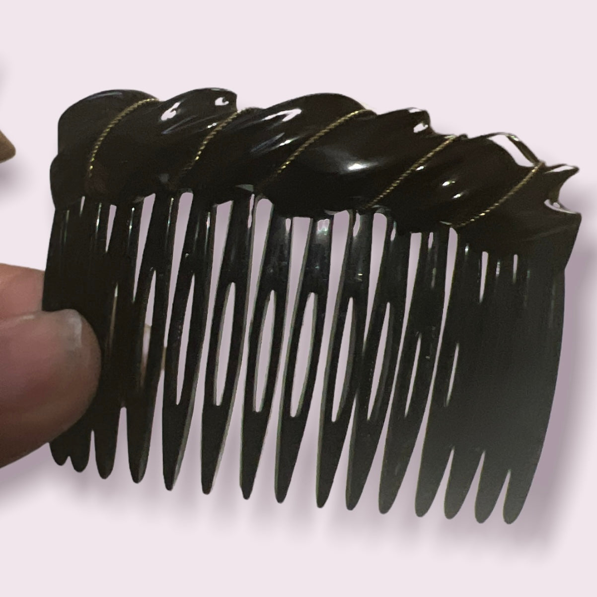 Vintage 70s Black French Hair Comb With Gold Threading | Shop THRILLING