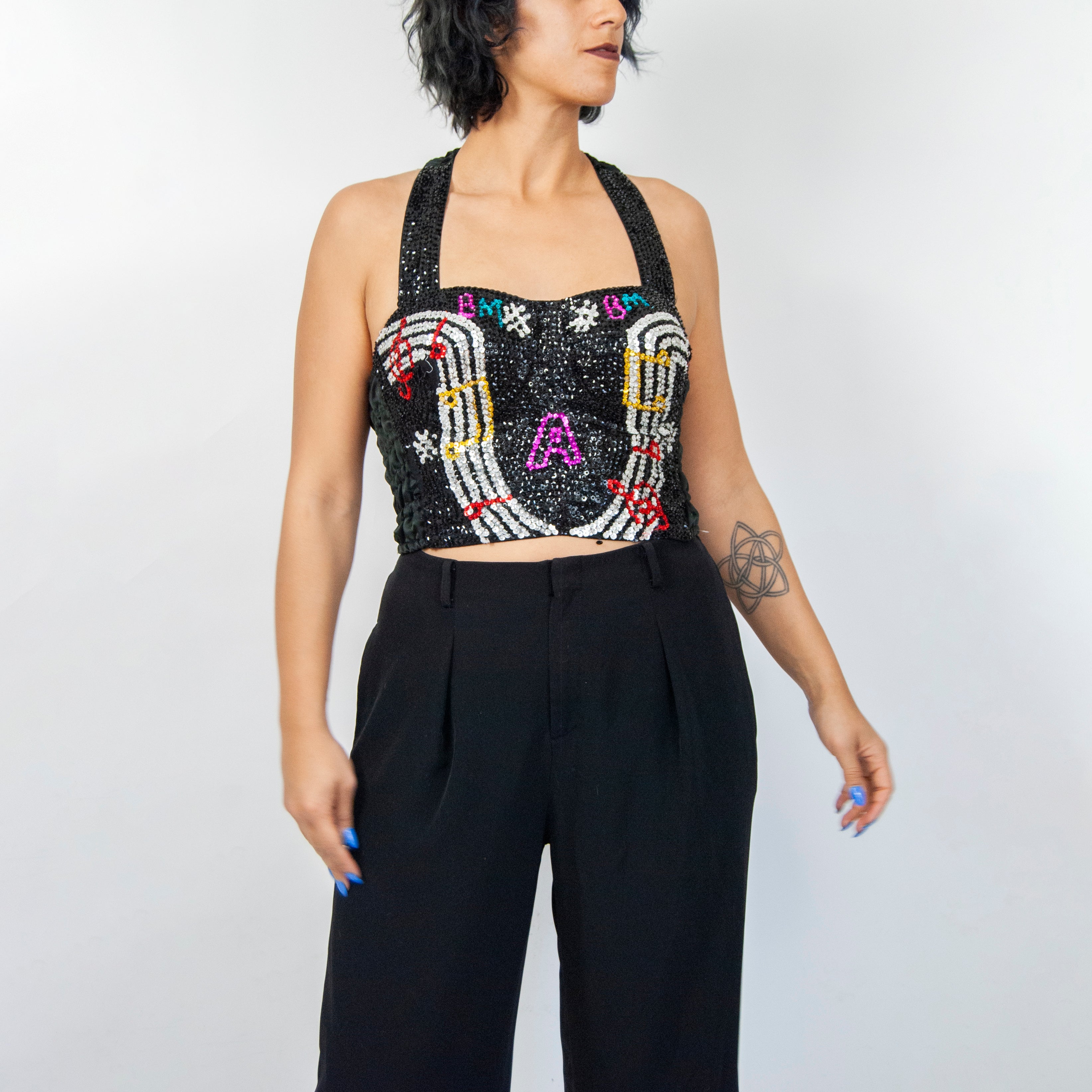 Vintage 80s/90s Majorette Sequin Halter Corset Blouse By Fashion ...