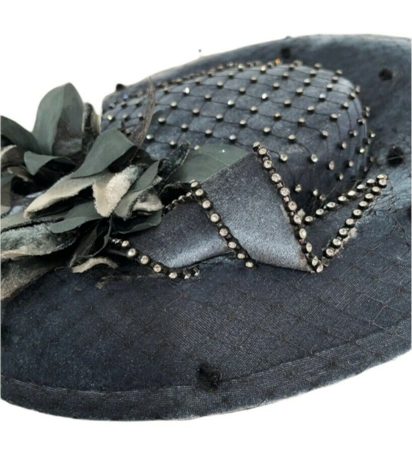 Vintage 80s Beaded Velvet Fashion Designer Saucer Hat by Ms. Divine ...