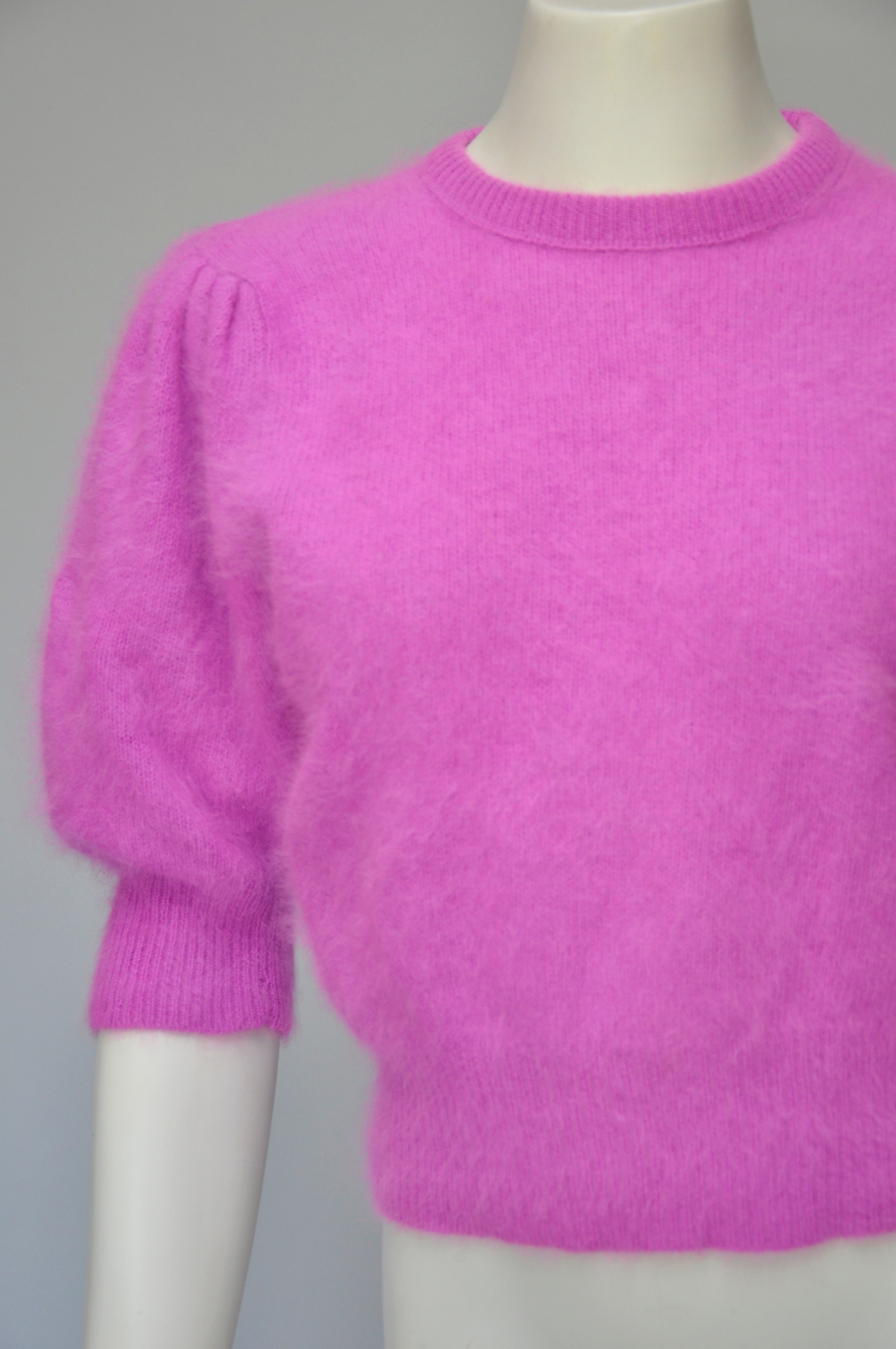 Vintage 80s Bright Pink Angora Sweater With Puffed Sleeves S-l By ...