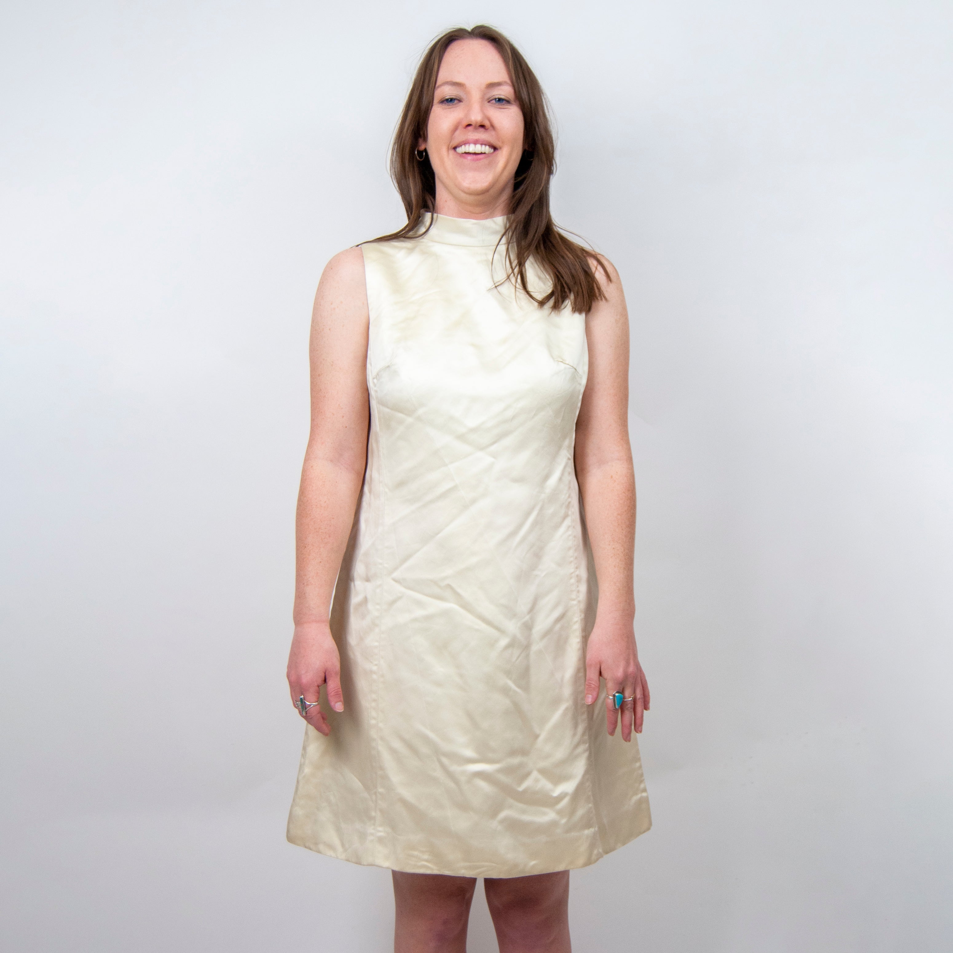 Vintage 60s Mod White Satin Mini Gogo Dress | Shop THRILLING