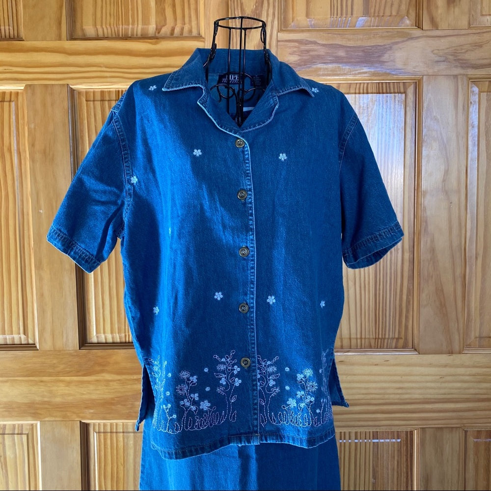 Vintage 90s/00s New Embroidered Denim Dress Set By Mph Collection ...