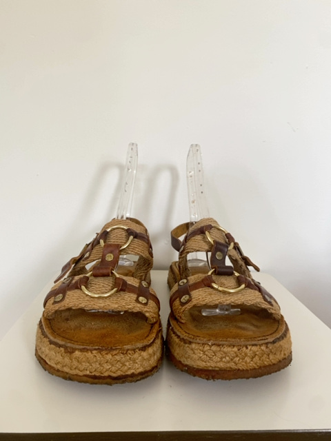 Vintage 60s/70s Leather And Jute Hippie Sandals | Shop THRILLING