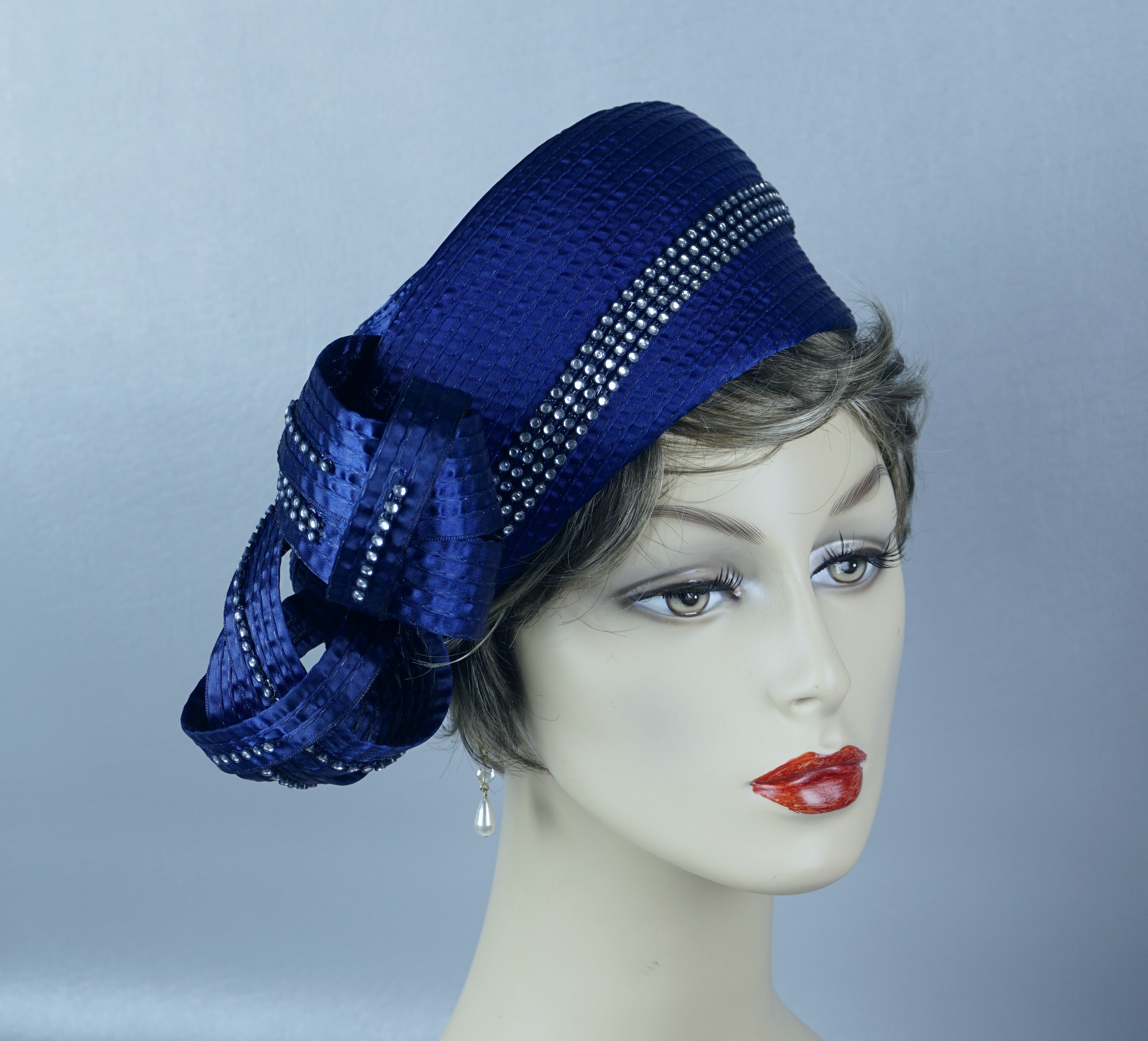 Vintage 90s Royal Blue Asymetrical Pillbox Church Hat | Shop THRILLING