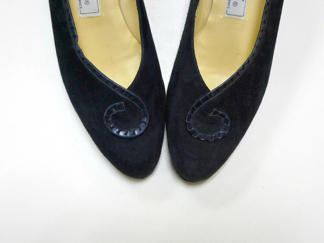 Vintage 80s/90s Black Suede Leather Pumps By Rangoni of Florence | Shop ...