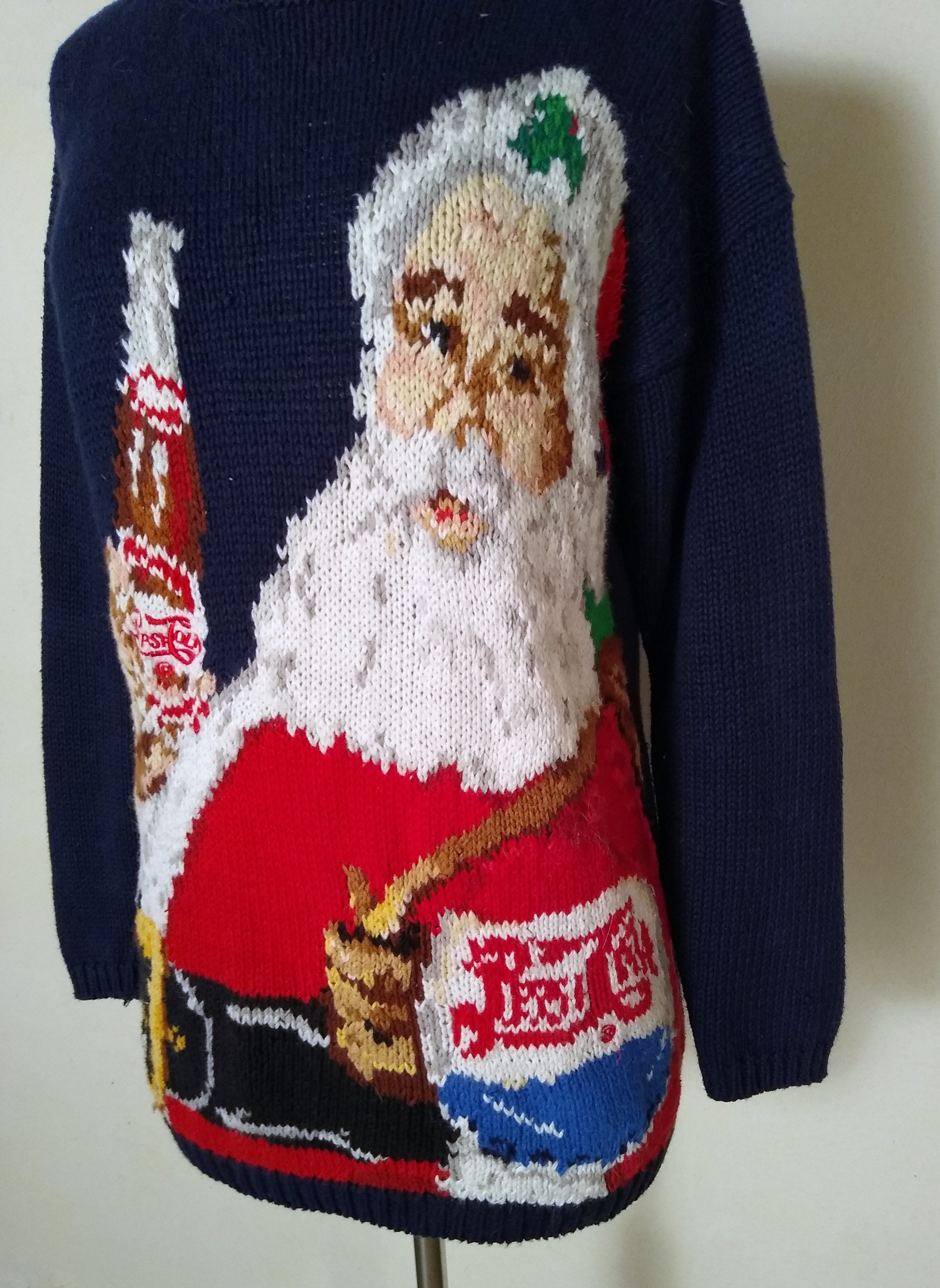 80s Vintage Novelty Print Iconic Pepsi Santa Sweater By Eagles Eye ...