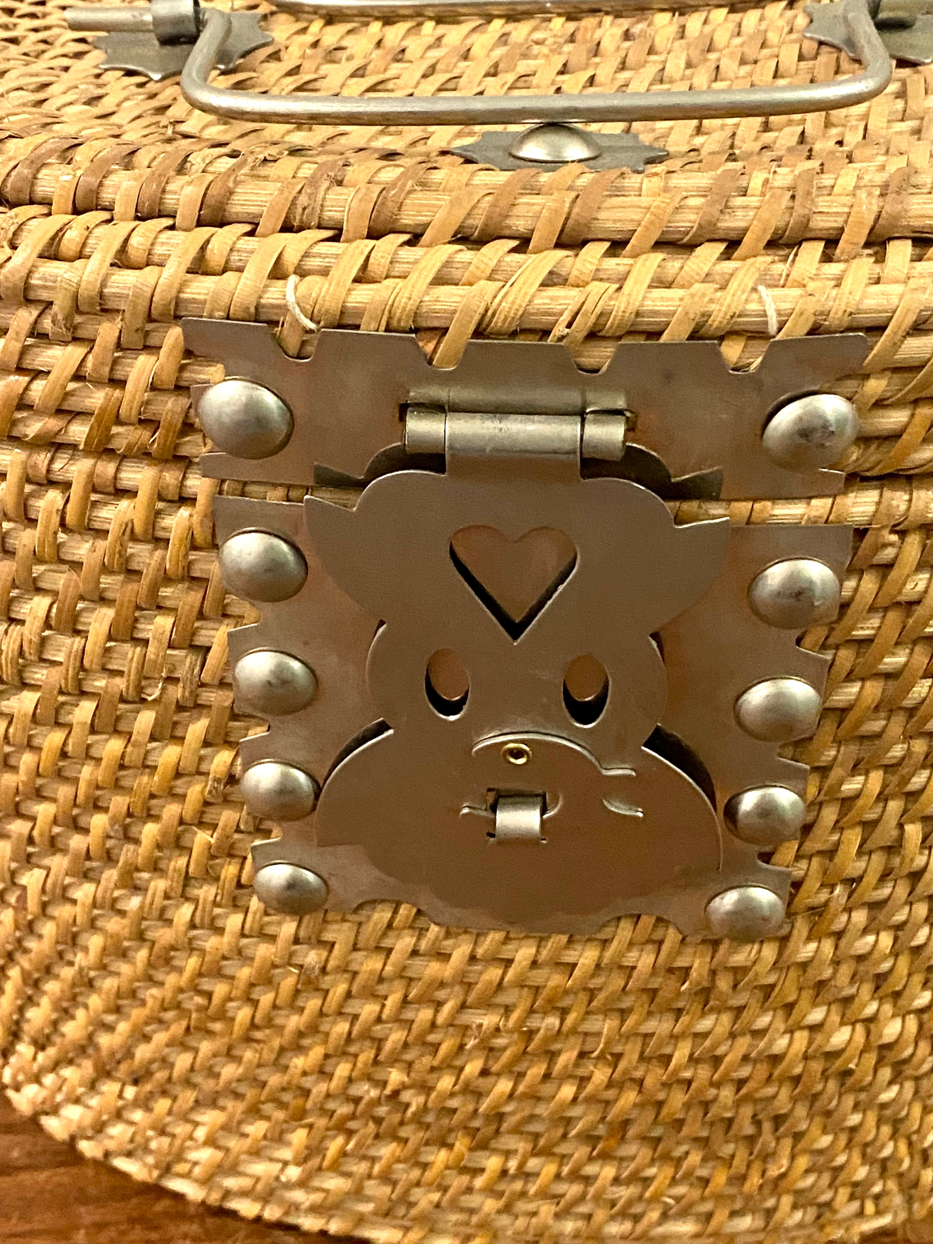 Vintage 70s Straw Rattan Handbag Bright Retro Floral Interior | Shop ...