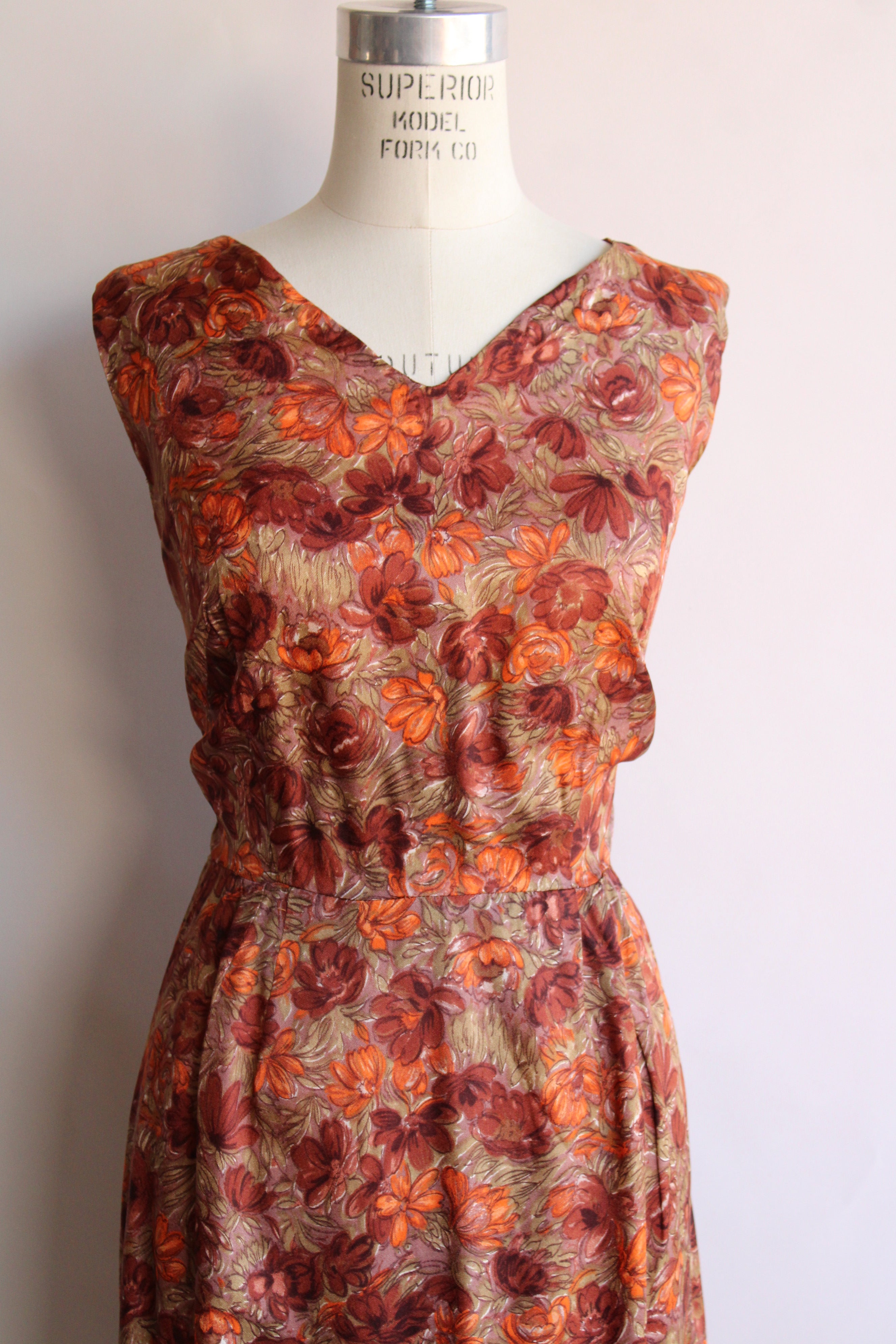 Vintage 50s/60s Autumn Colored Floral Print Dress | Shop THRILLING