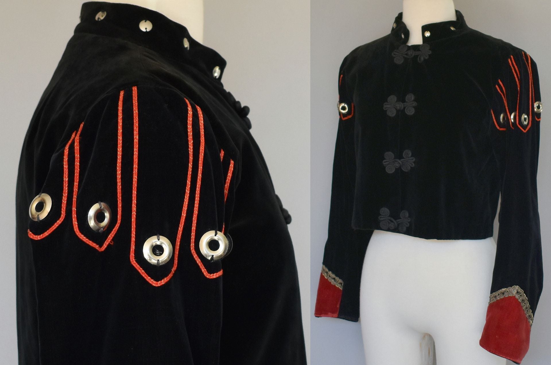 Vintage Edwardian Black And Red Velvet Masonic Rear Guard Jacket By ...