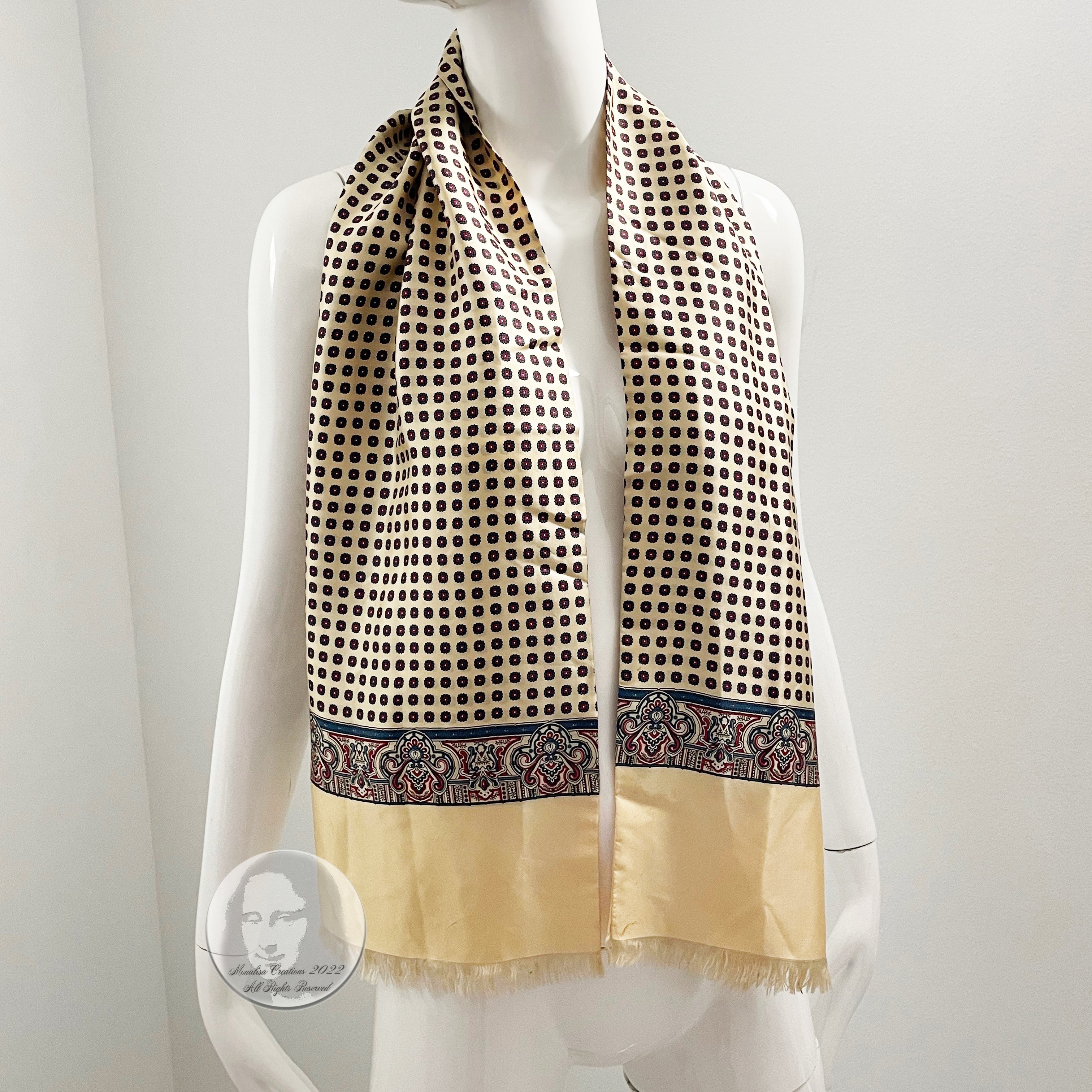 Vintage 90s Scarf Shawl Stole Silk Fringe Hem Paisley Print By Lanvin ...