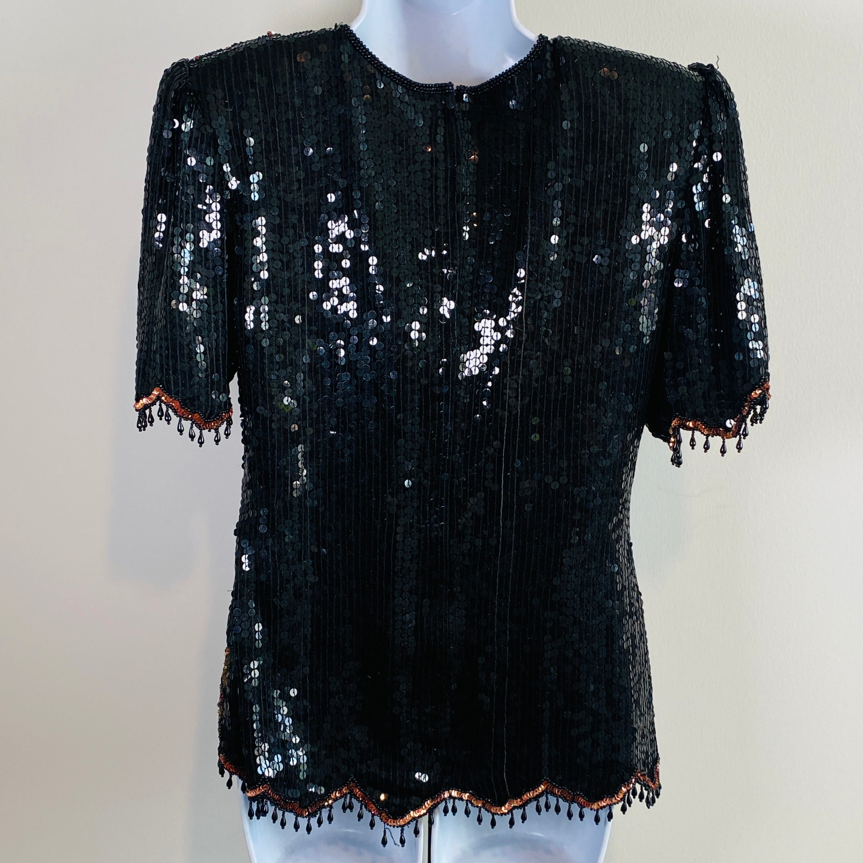80s/90s Vintage Stenay Flat Lay Sequin And Beaded Blouse By Stenay ...