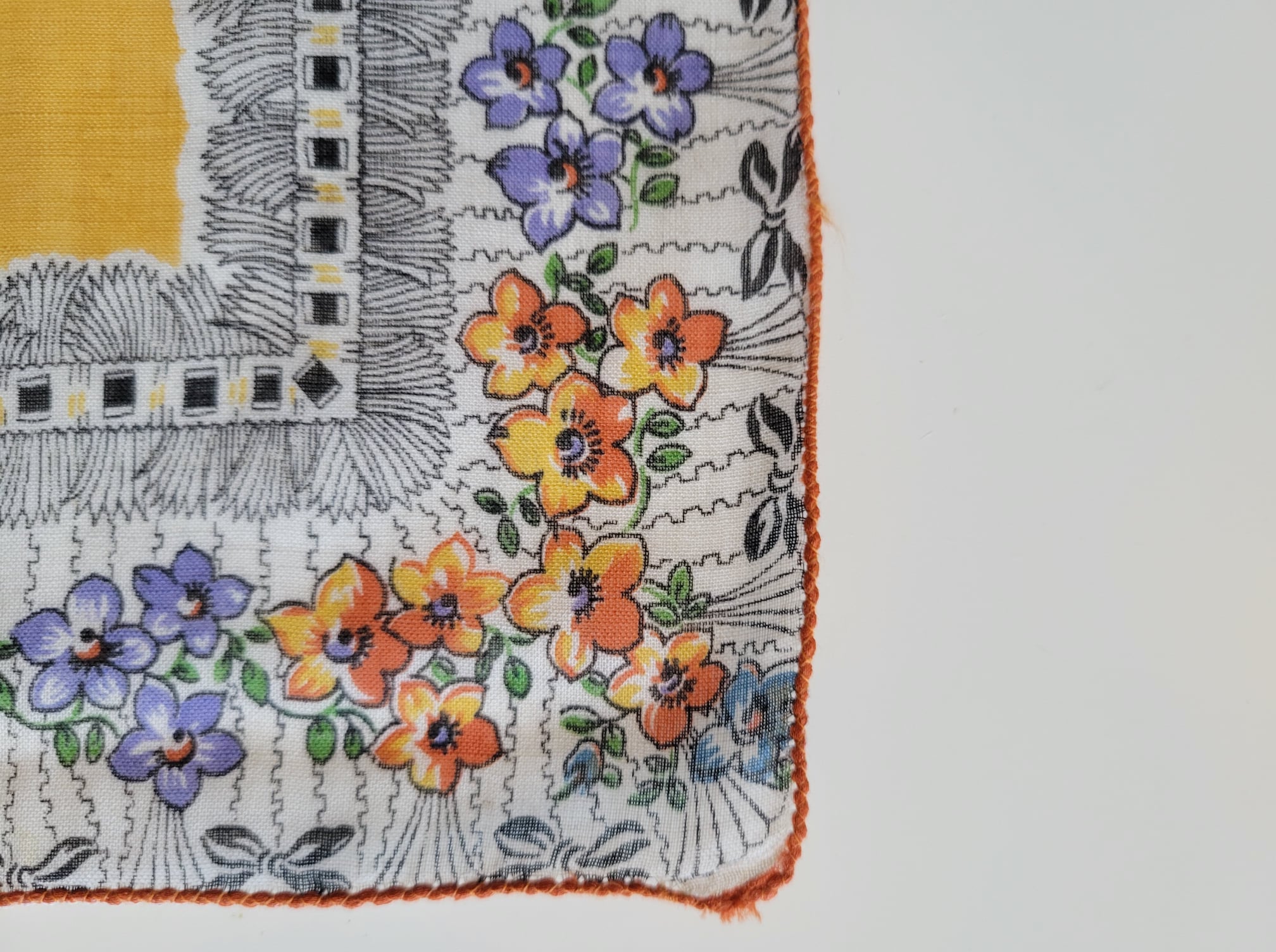 Vintage Multicolor Floral Marigold Square Hankie | Shop THRILLING