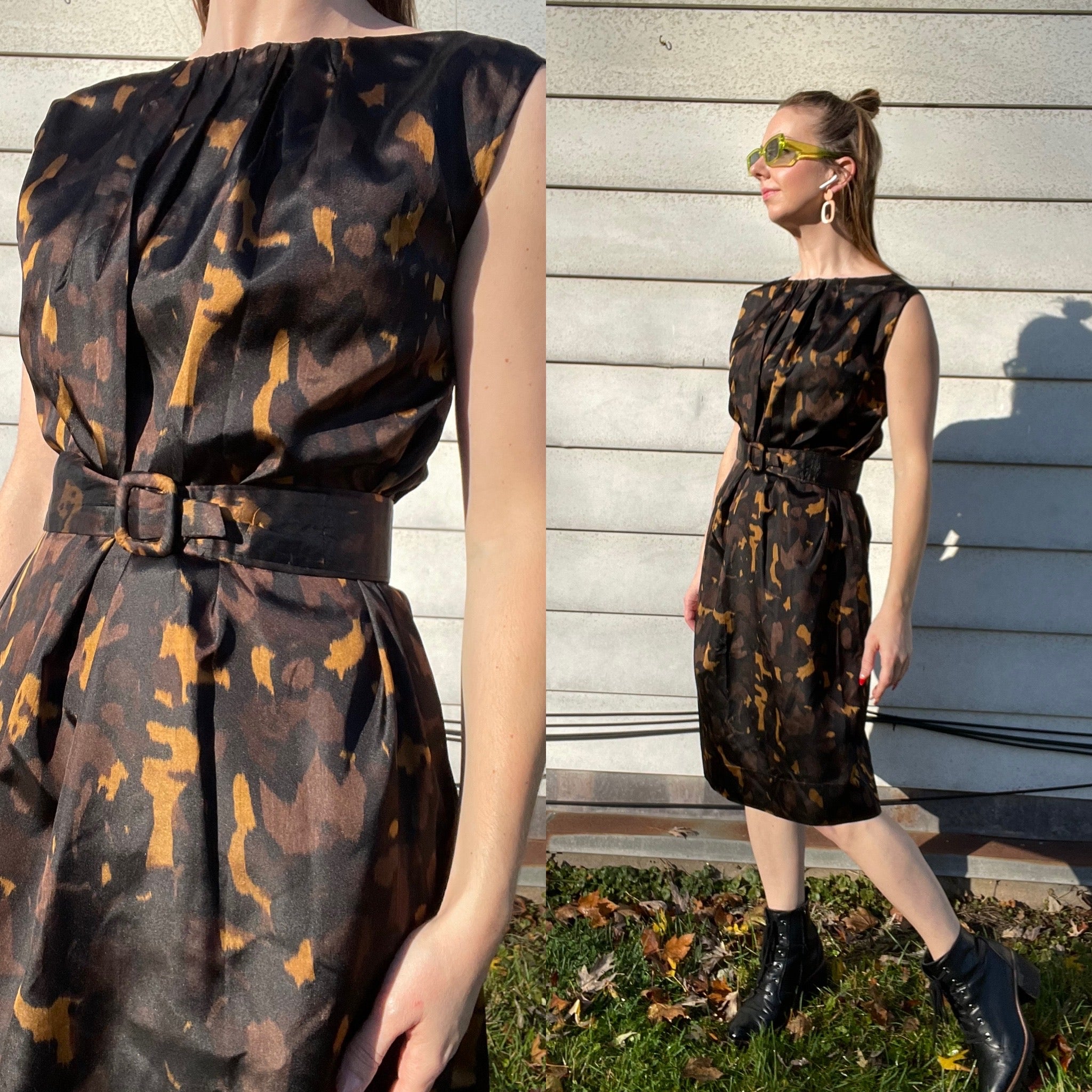 60s Vintage Handmade Silk Dress With Matching Belt | Shop THRILLING