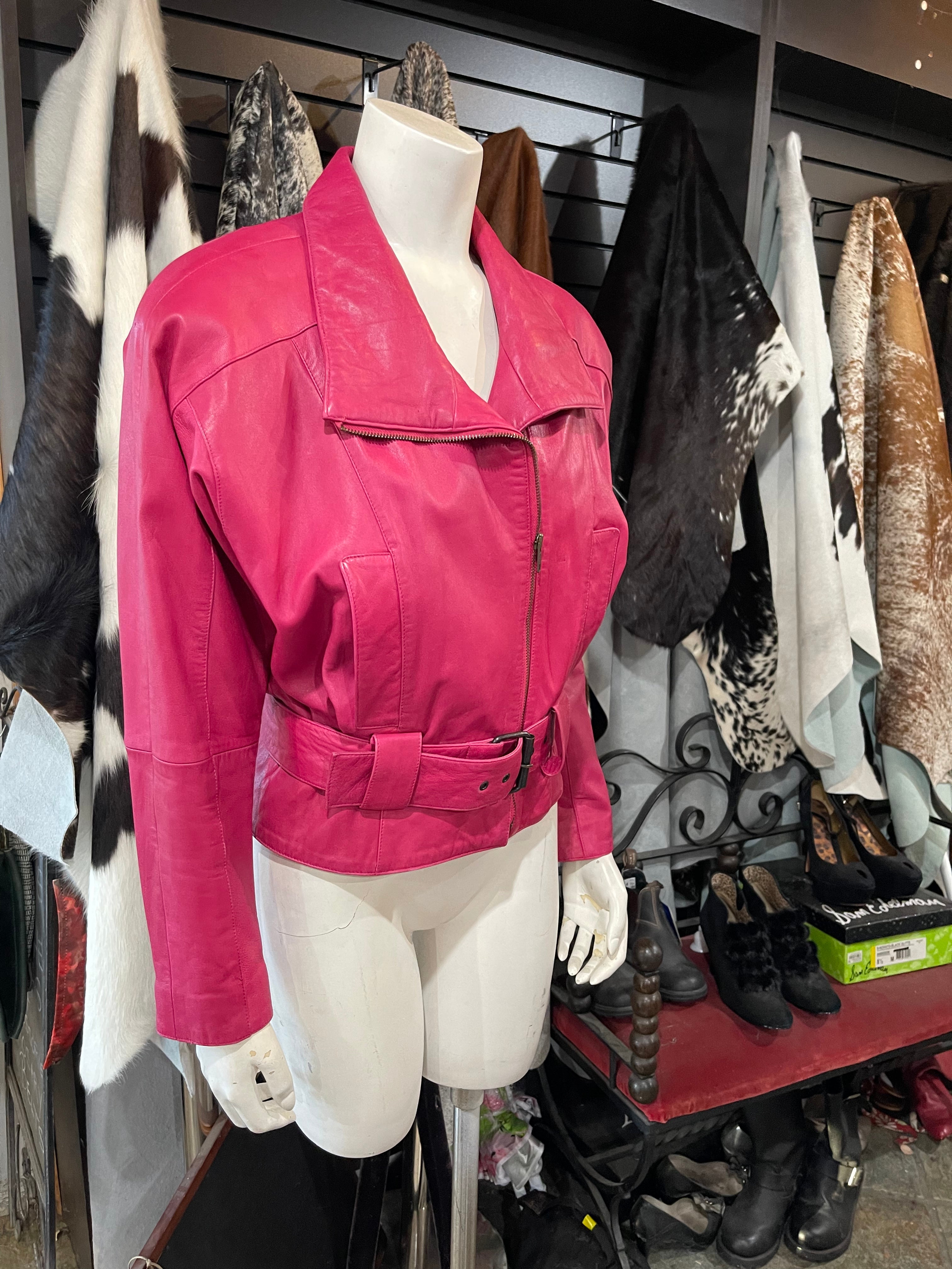 Vintage 90s Hot Pink Leather Jacket Custom Made In Los Angeles By ...