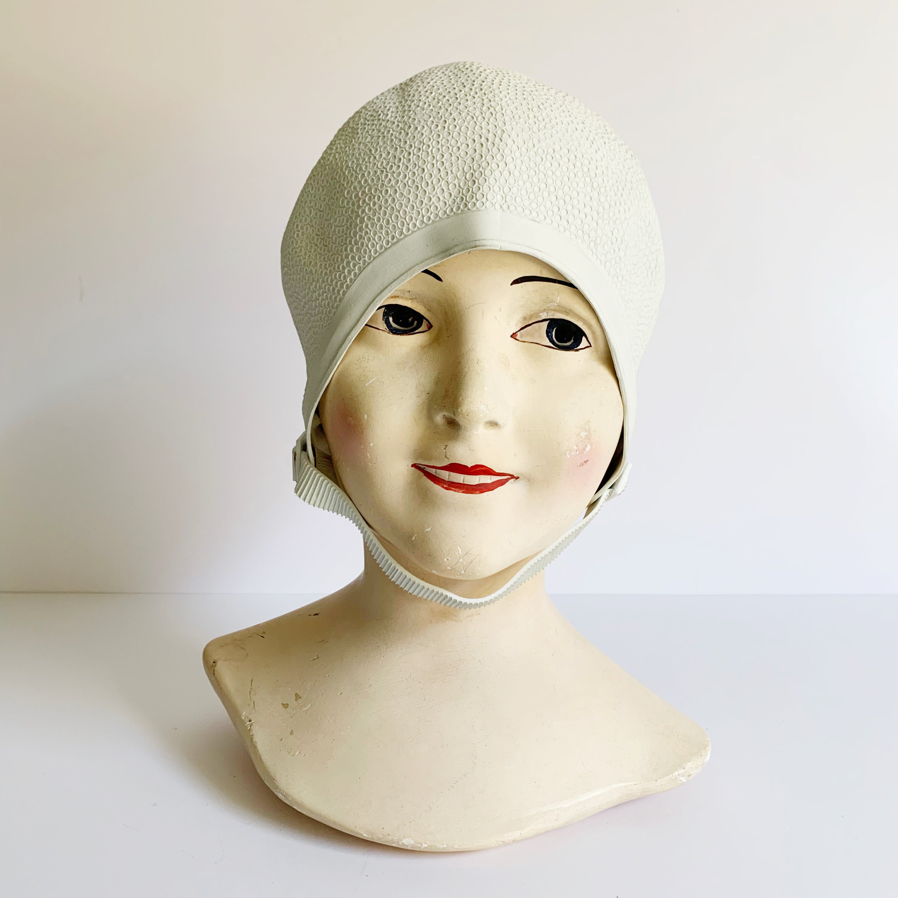 Vintage 50s White Rubber Textured Swim Cap | Shop THRILLING
