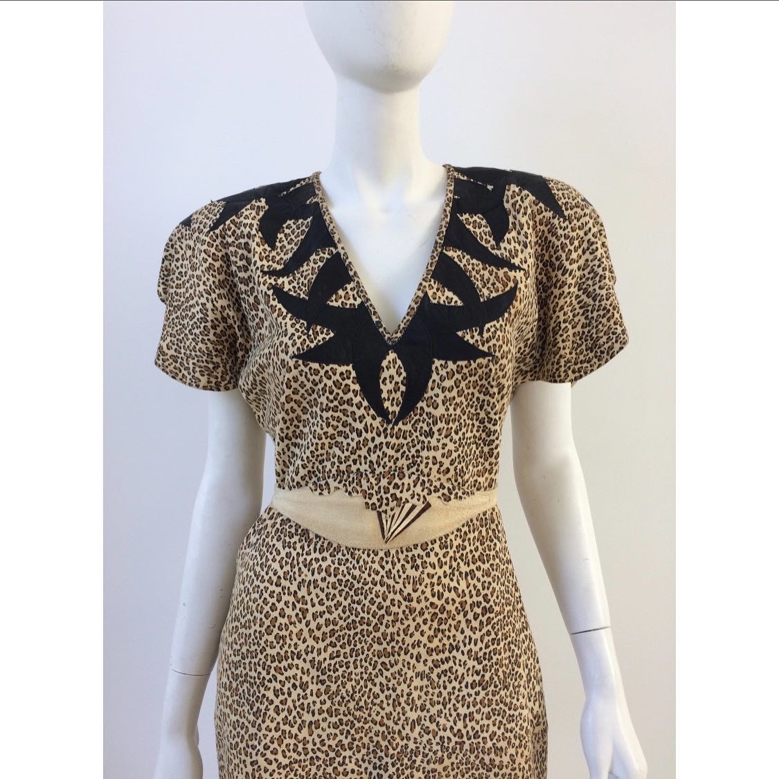 Vintage 80s Leather Leopard Print And Applique Dress | Shop THRILLING