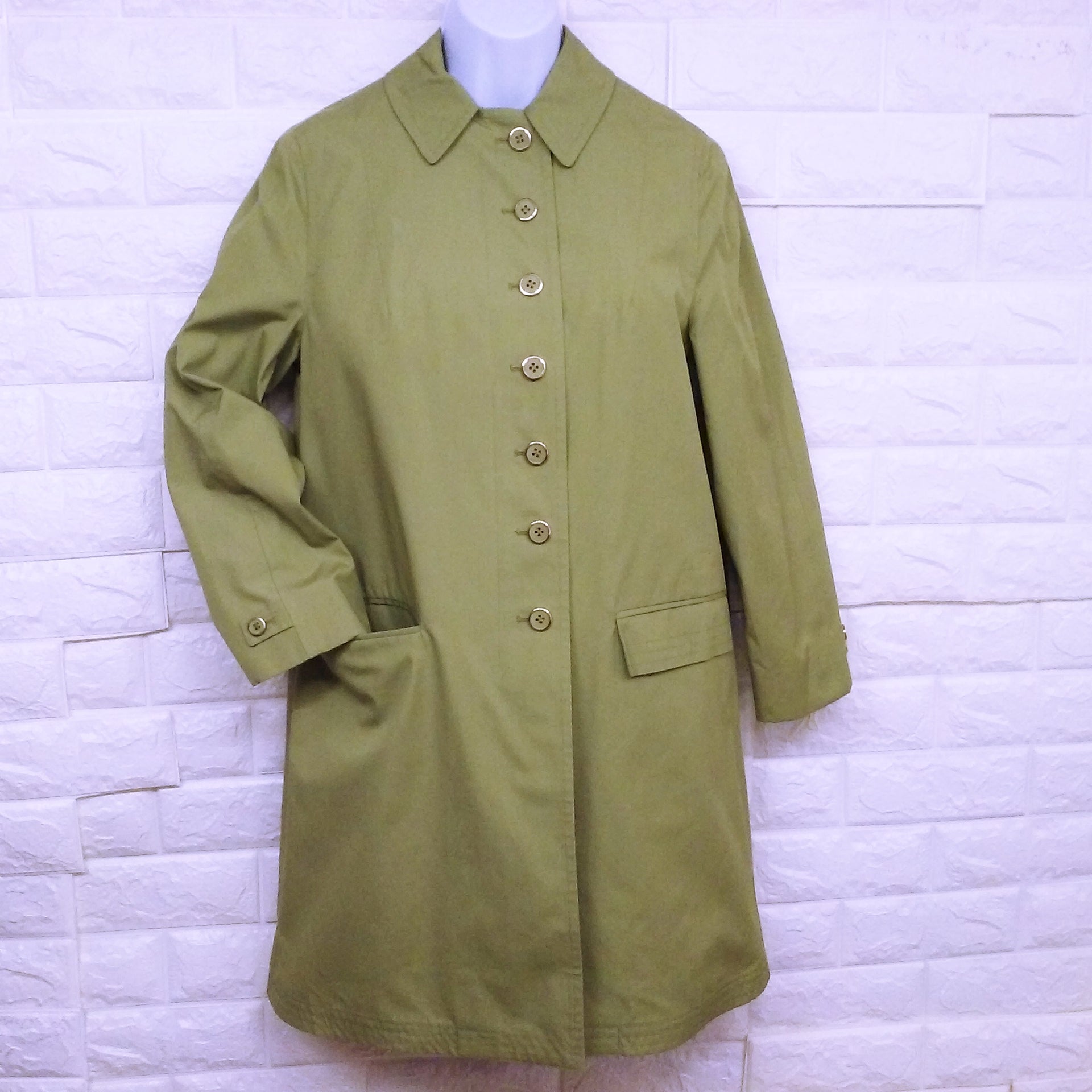Vintage 60s/70s Trench Coat Mod Retro Avocado Green A-line Buttons By ...