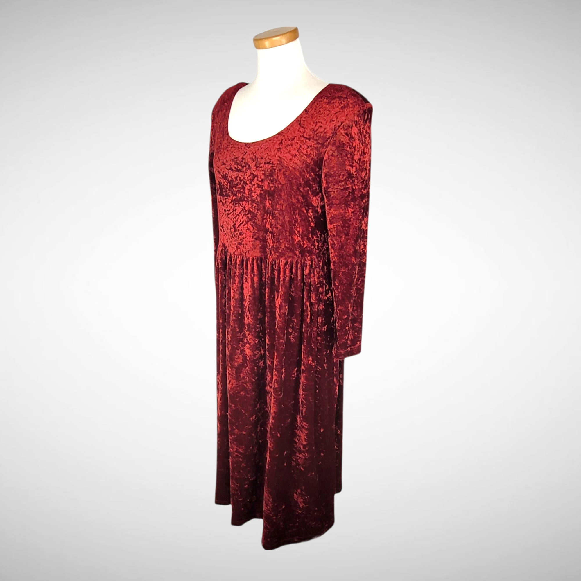 Vintage 90’s Molly Malloy Maroon Velvet Empire Dress Sz 10 by Molly ...