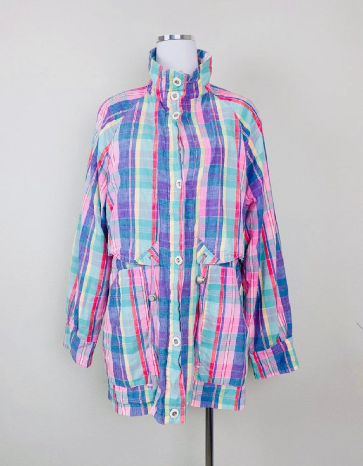 80s/90s 80s Vintage Cotton Pastel Madras Plaid Jacket By Currentseen ...