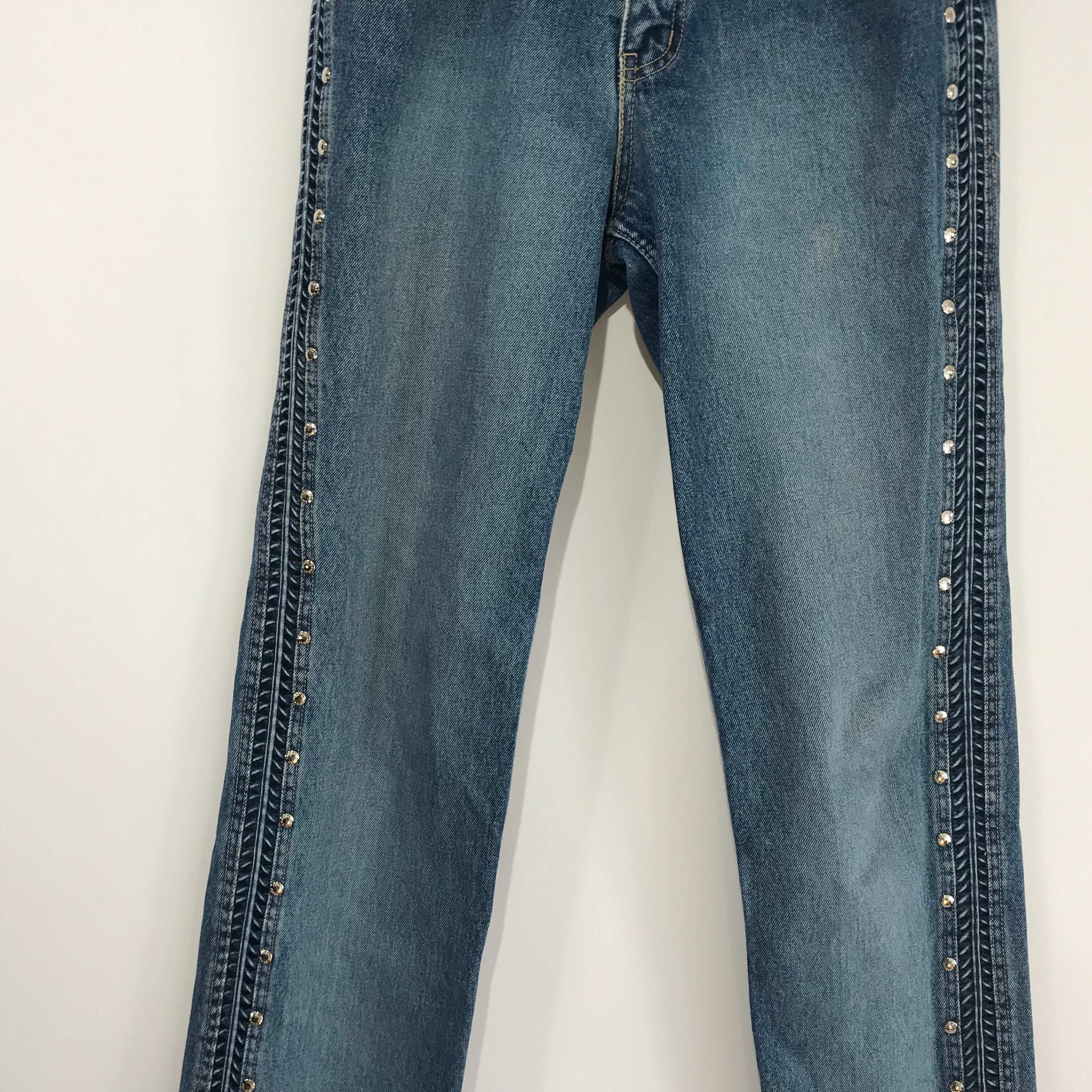 Vintage 80's High Waist Jeans with Studded Side Seam Cut-Outs by Lawman ...