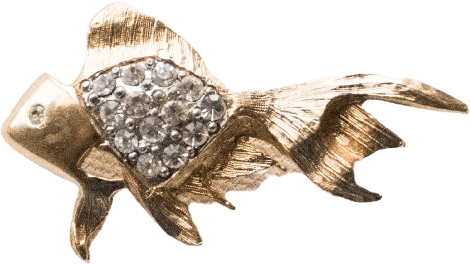 Vintage Rhinestone Gold Plated Fish Brooch | Shop THRILLING