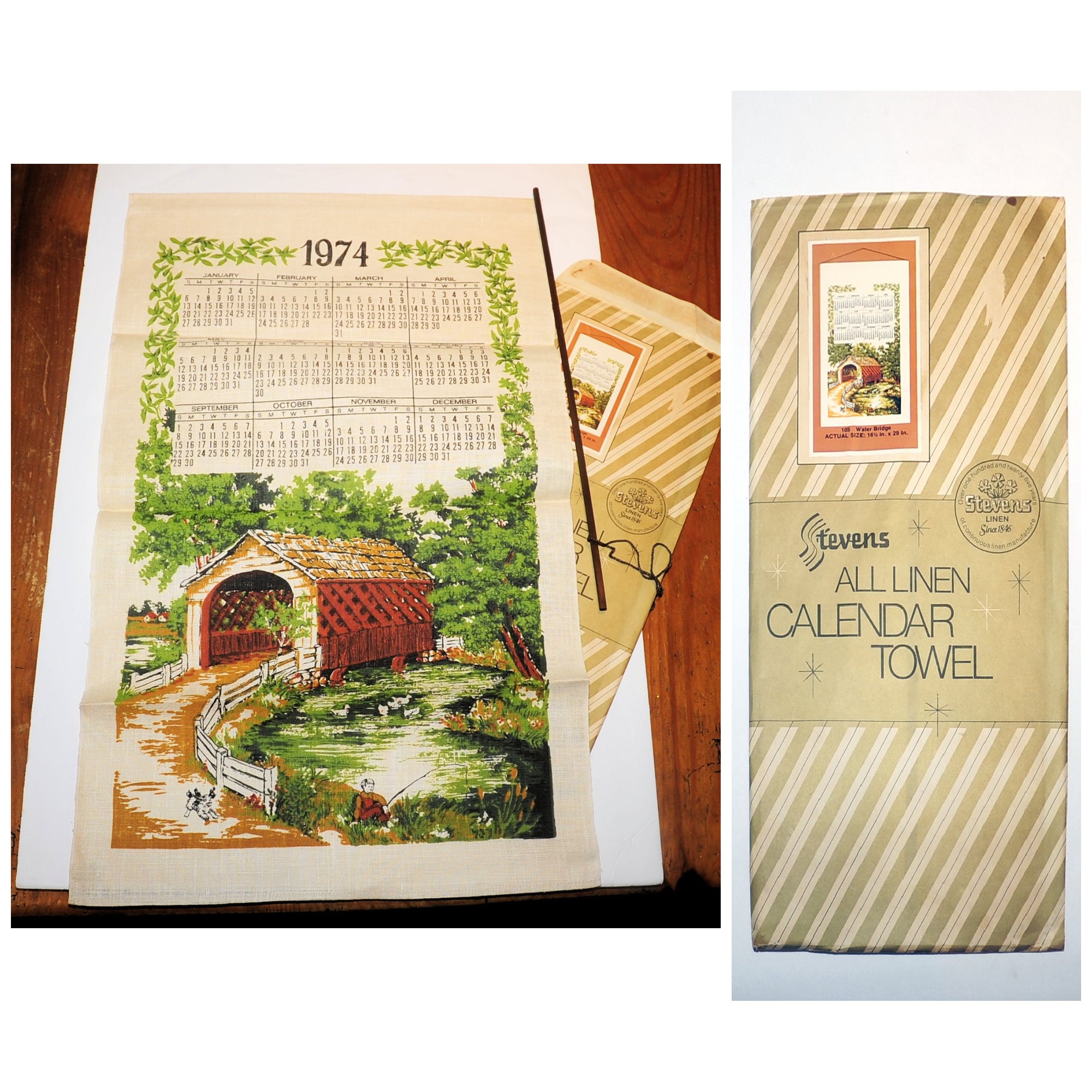 Vintage 70s Vtg 1974 Nos Covered Bridge Calendar Birthday Nip By ...