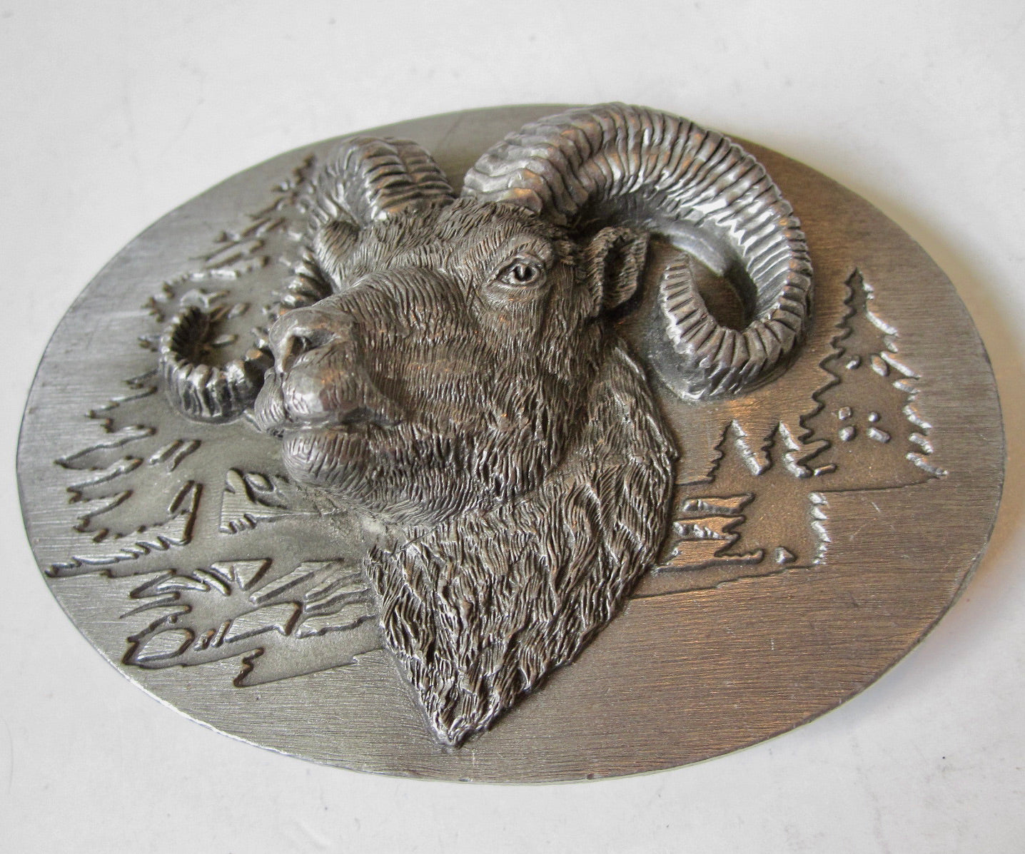 Vintage 90s Vtg Bighorn Sheep Western Belt Buckle Pewter Ram By ...