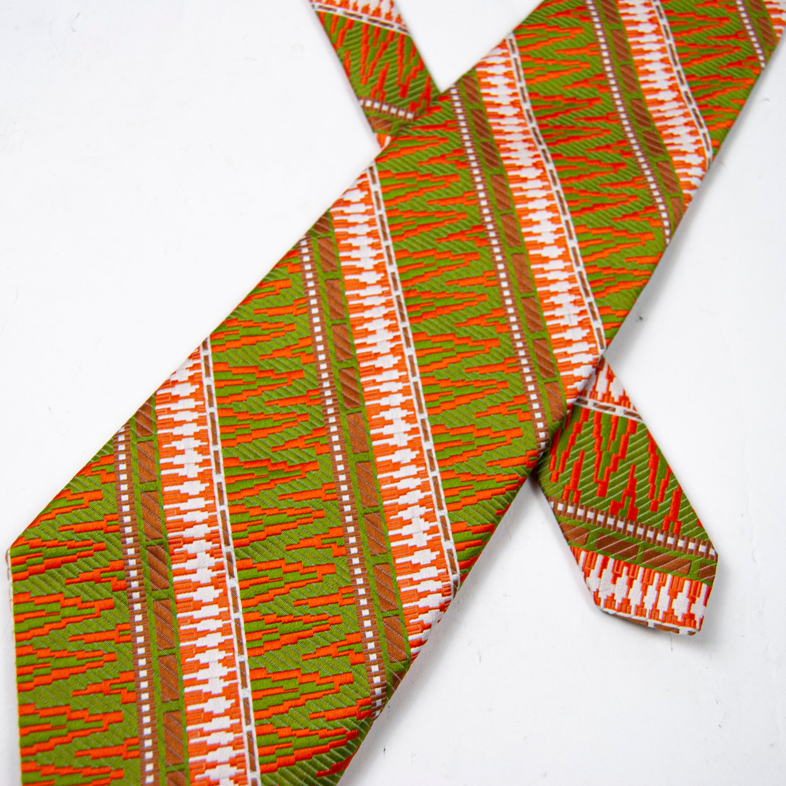 Vintage 70s Green And Orange Funky Abstract Tie By Resilio | Shop THRILLING