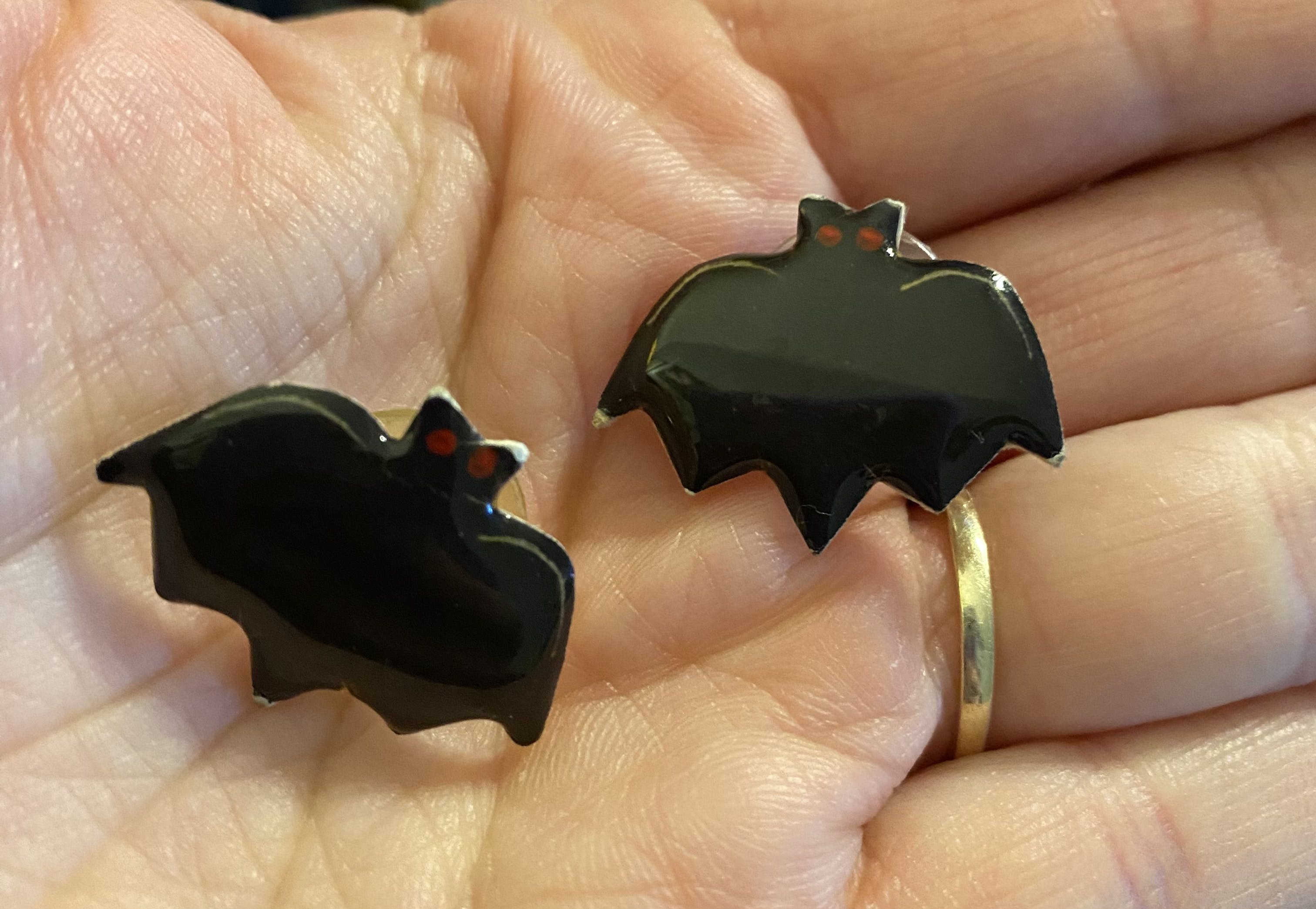 Vintage Goth Look Bat Earrings Red Eyes Vampire by BH | Shop THRILLING