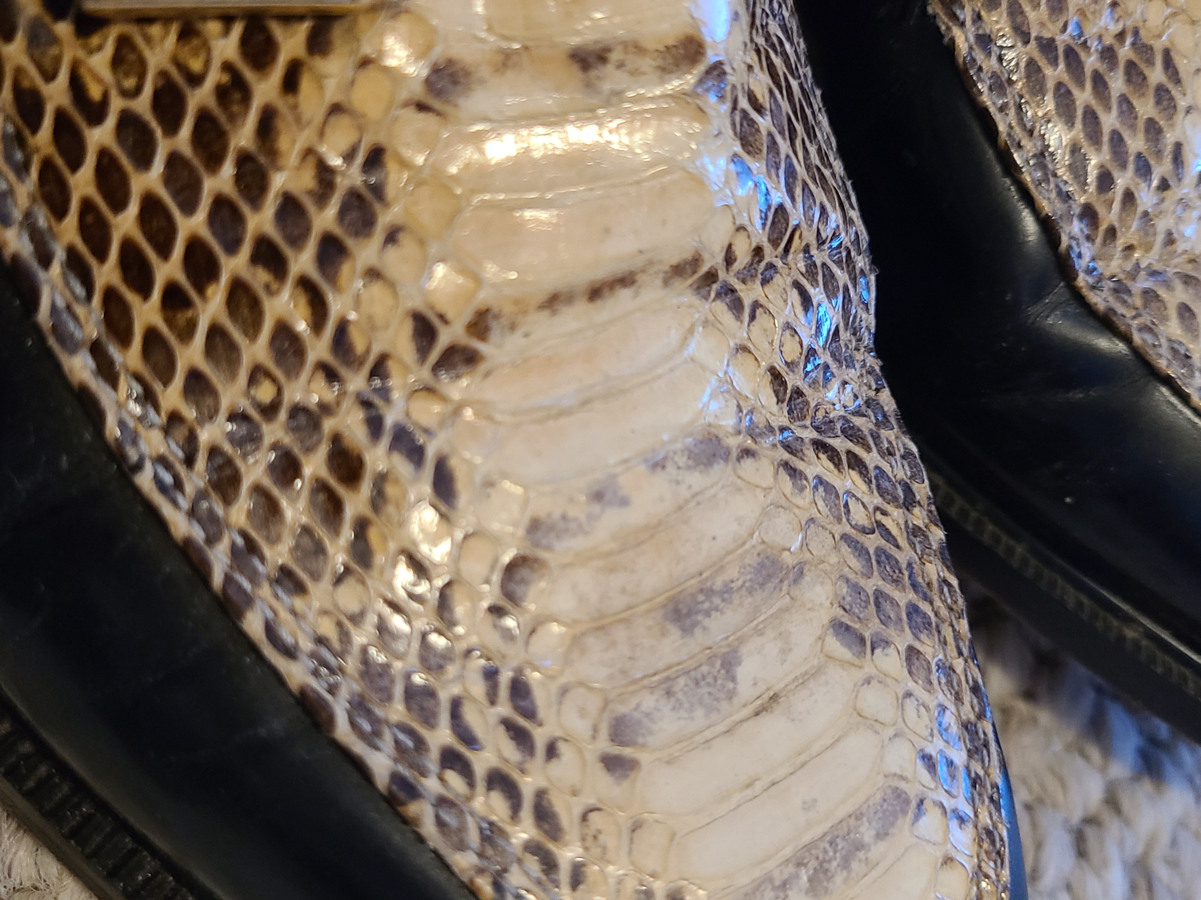 Vintage 80s/90s 9 1/2 Mens Black Snakeskin Leather Loafers By Giorgio ...