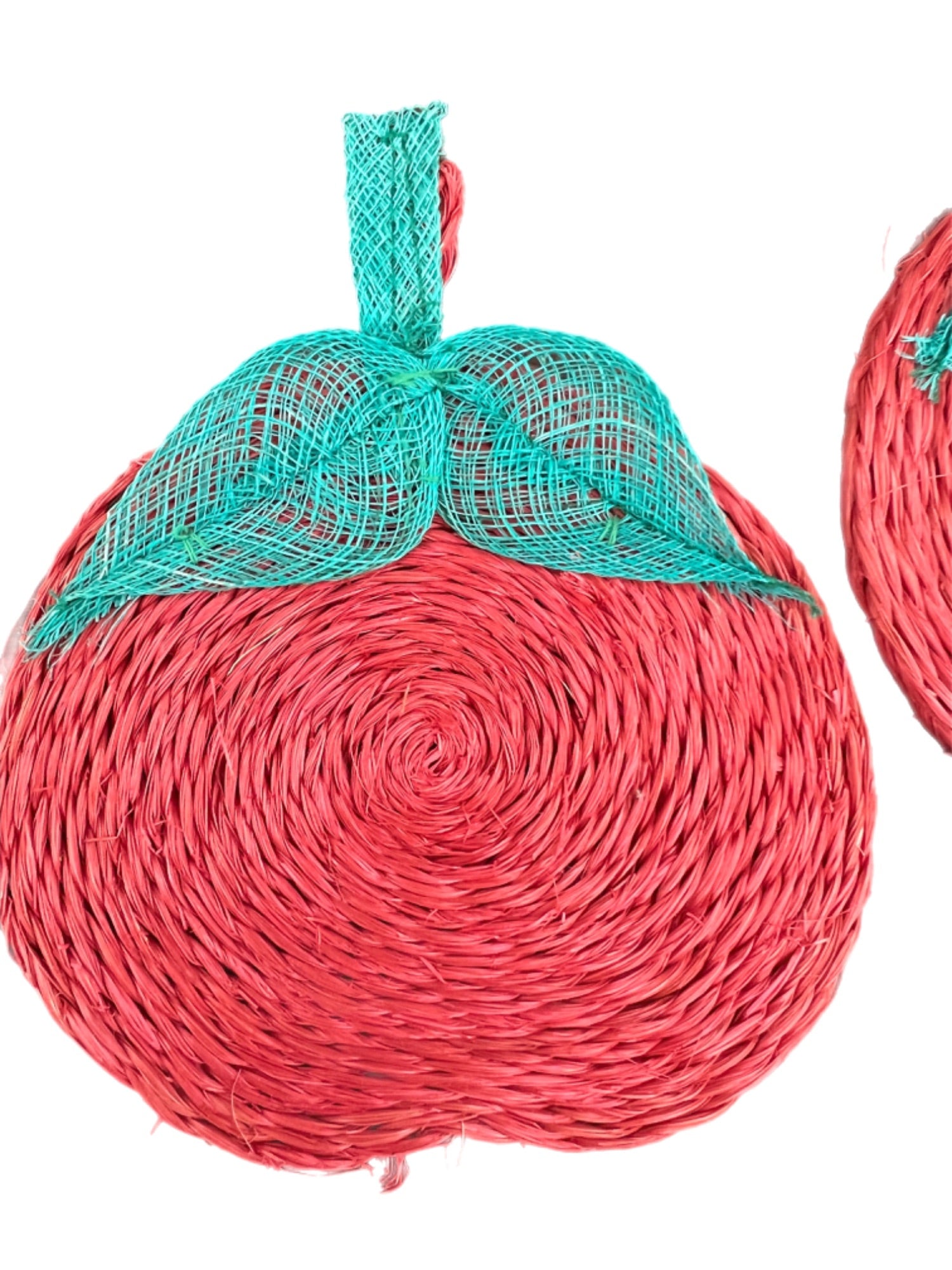 Vintage 50s/60s Set Of 3 Woven Red Raffia Apple Drink Coasters | Shop ...