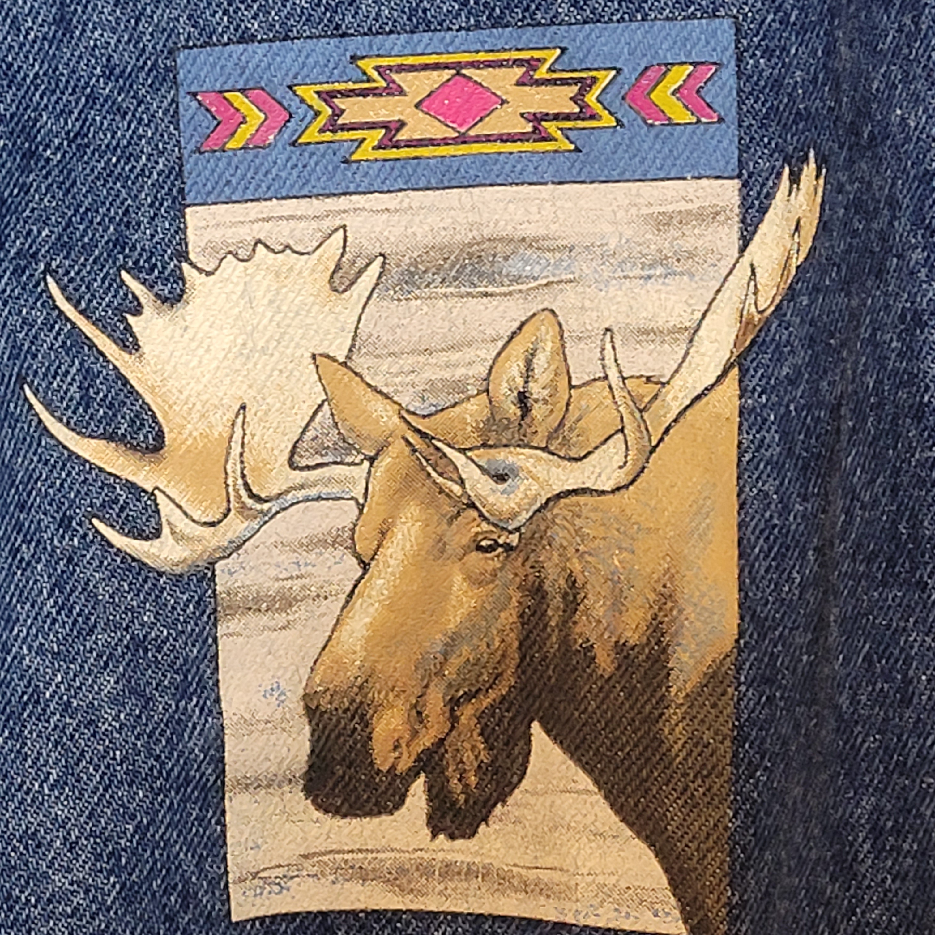 Vintage 80s/90s Denim Bomber Jacket Moose 90s Retro Xxl Cotton By ...
