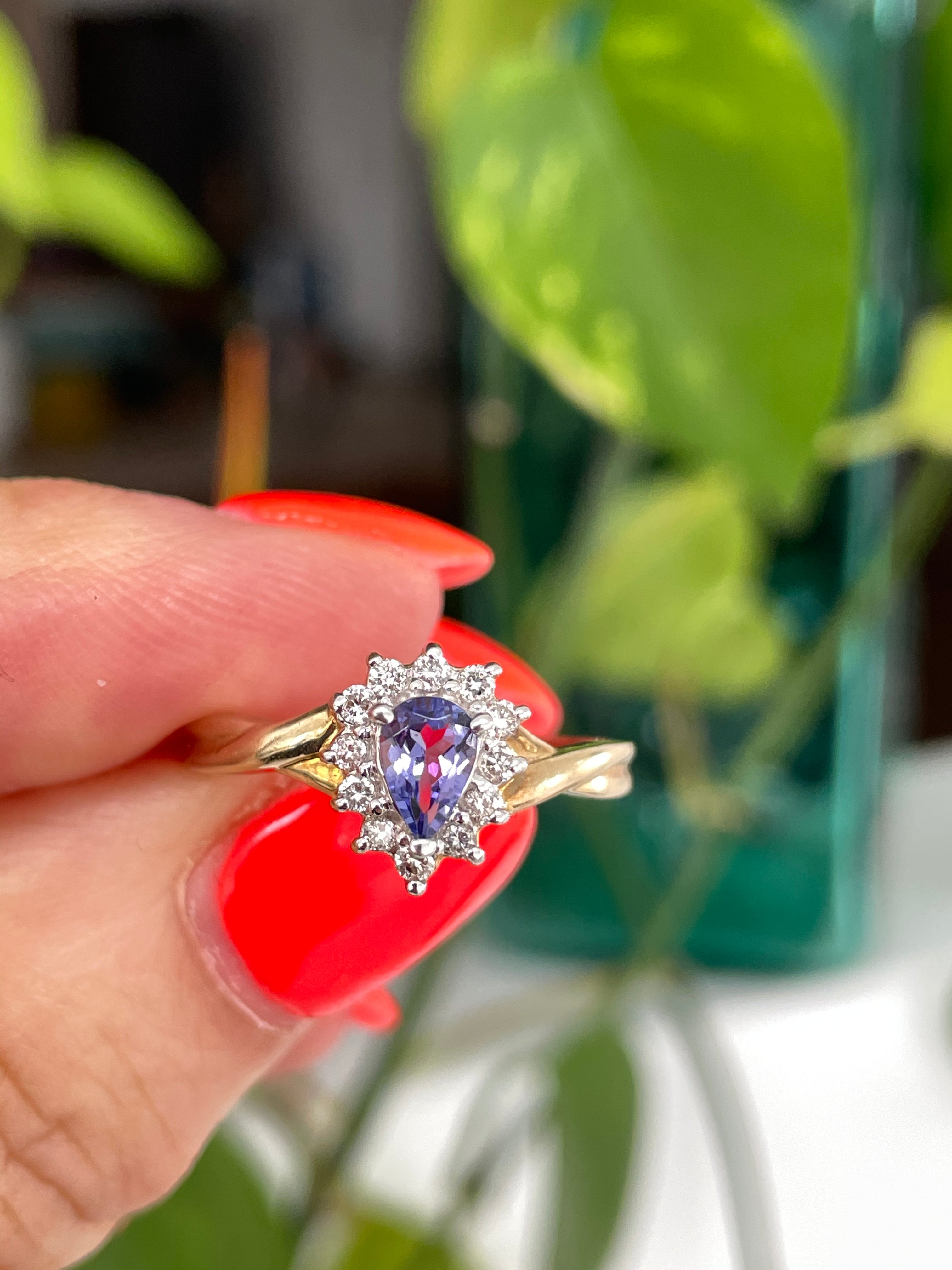 Vintage 80s 14k Gold Diamond Amethyst Ring Engagement Ring | Shop THRILLING