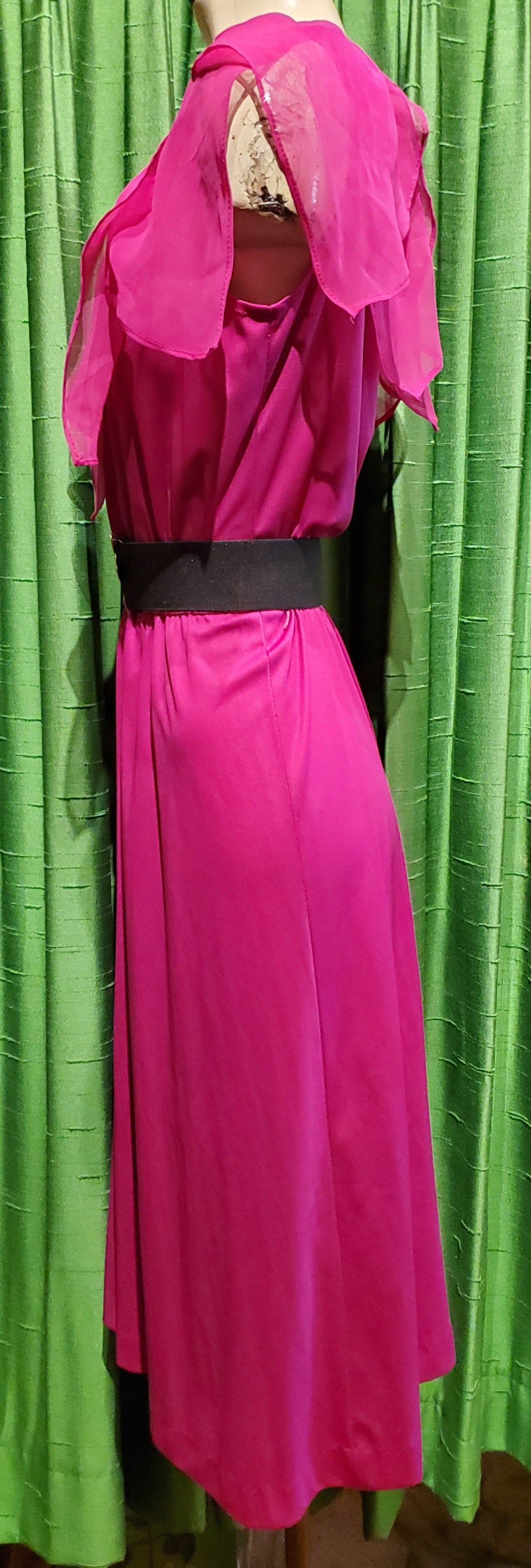 Vintage 70s/80s Hot Pink Petal Bodice Disco Dress By Jen-Jen New York ...