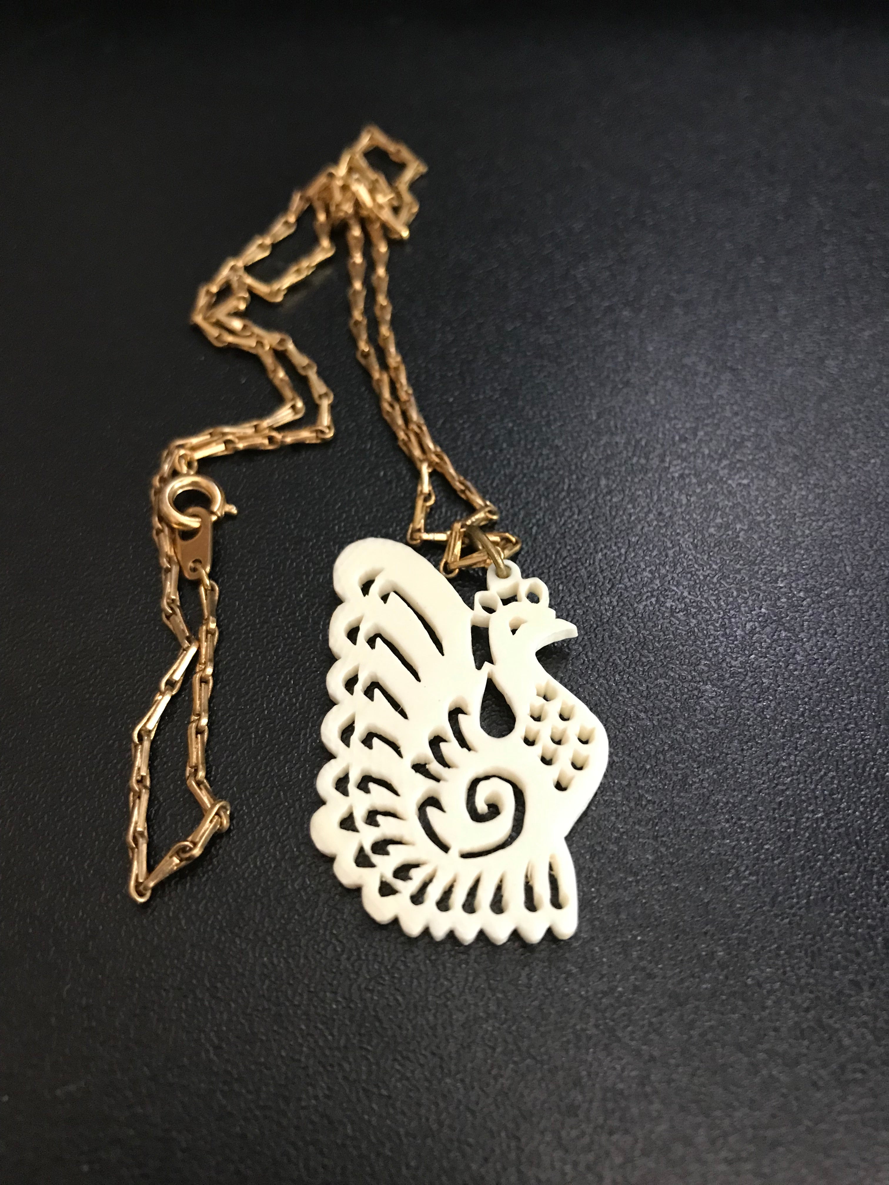 Vintage Celluloid Plastic Peacock Pendant And Chain | Shop THRILLING
