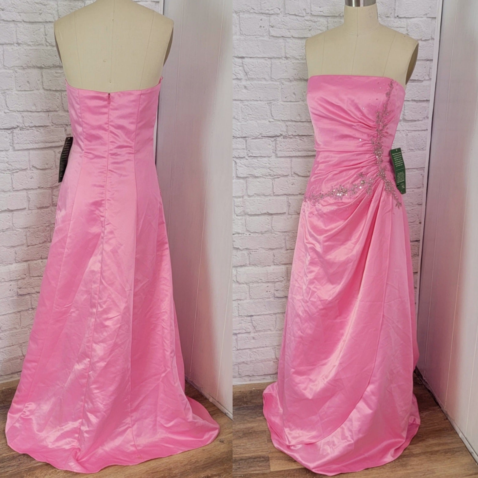 Vintage 90s/00s Strapless Barbie Pink Prom Dress Beaded | Shop THRILLING