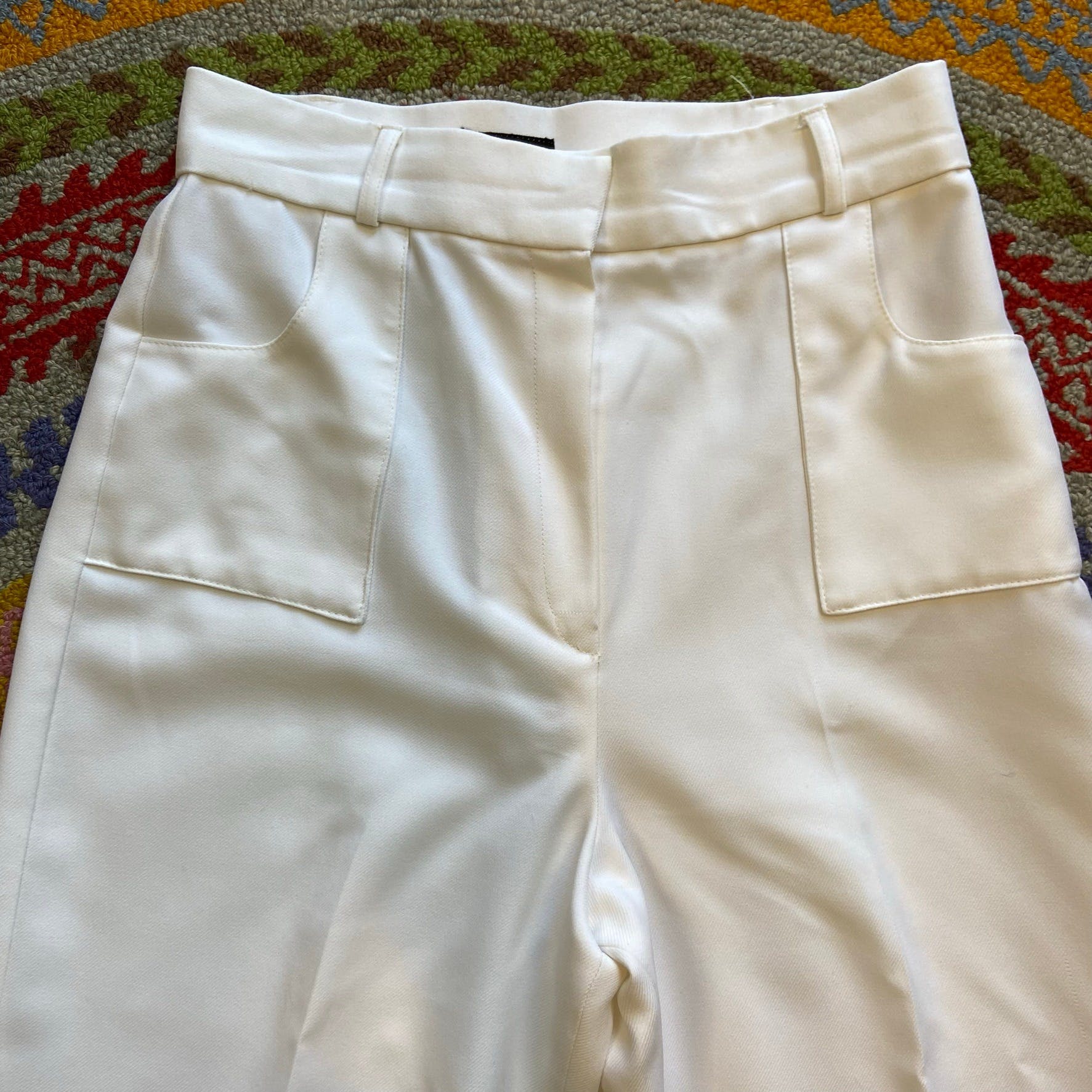 Vintage 70’s White Wide Leg Polyester Pants by Panther | Shop THRILLING