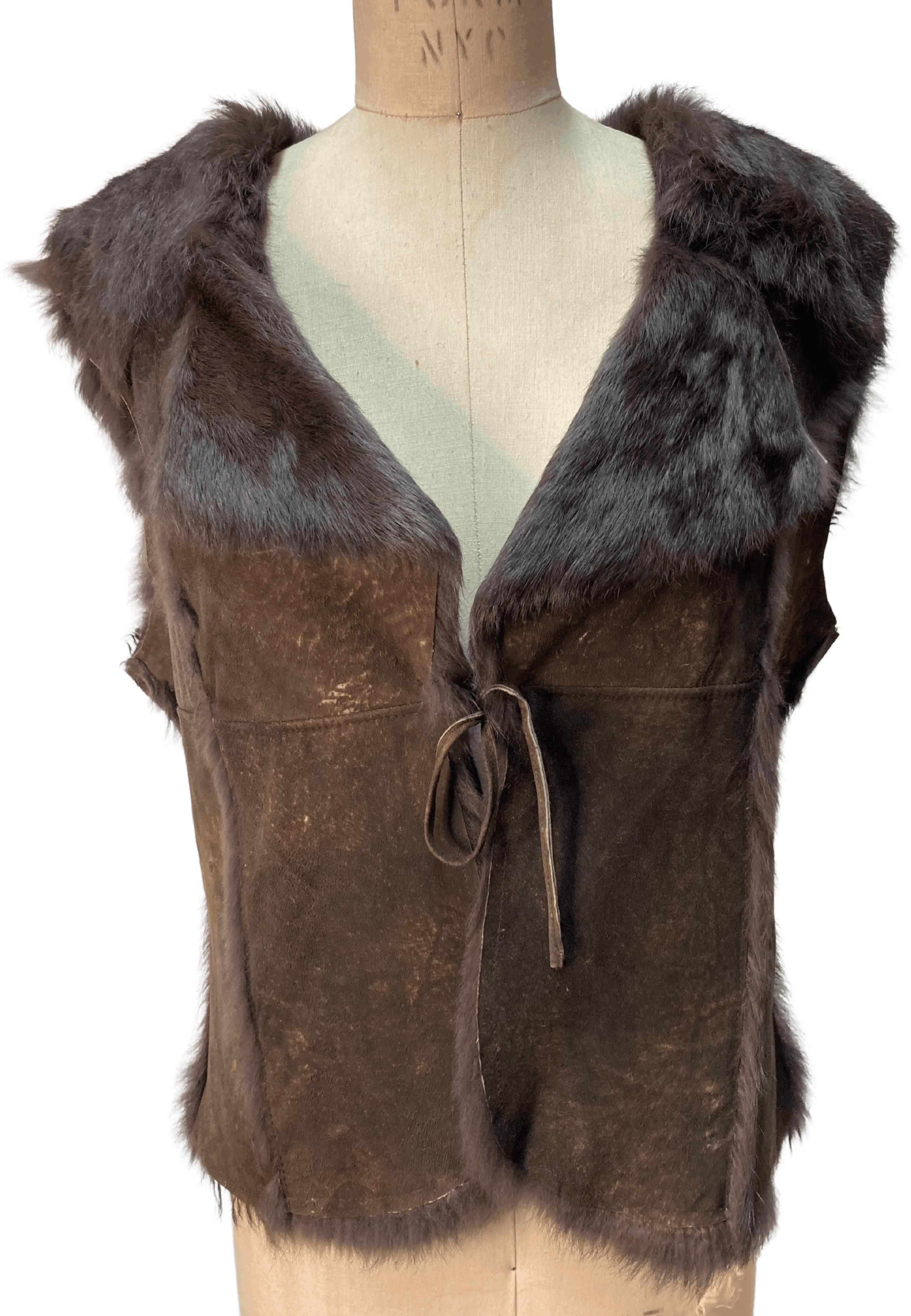 Vintage 90’s Brown Shearling Fur Vest by Redfish Design | Shop THRILLING