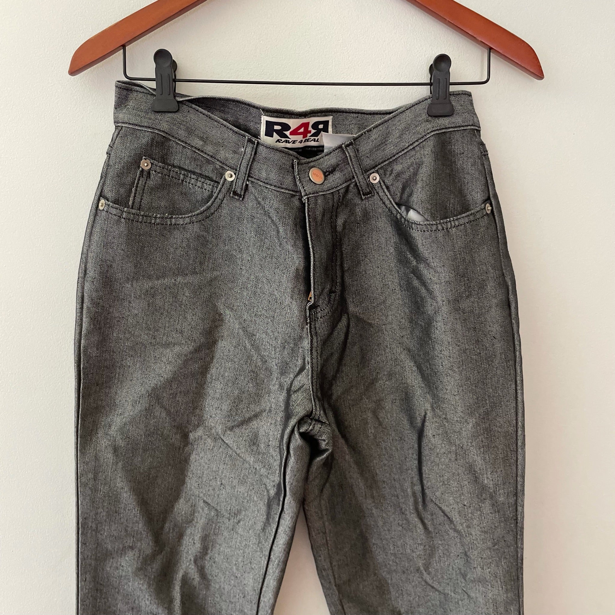Vintage 90s Super Flare Jeans In Charcoal Metallic Hue By Rave4real R4r ...