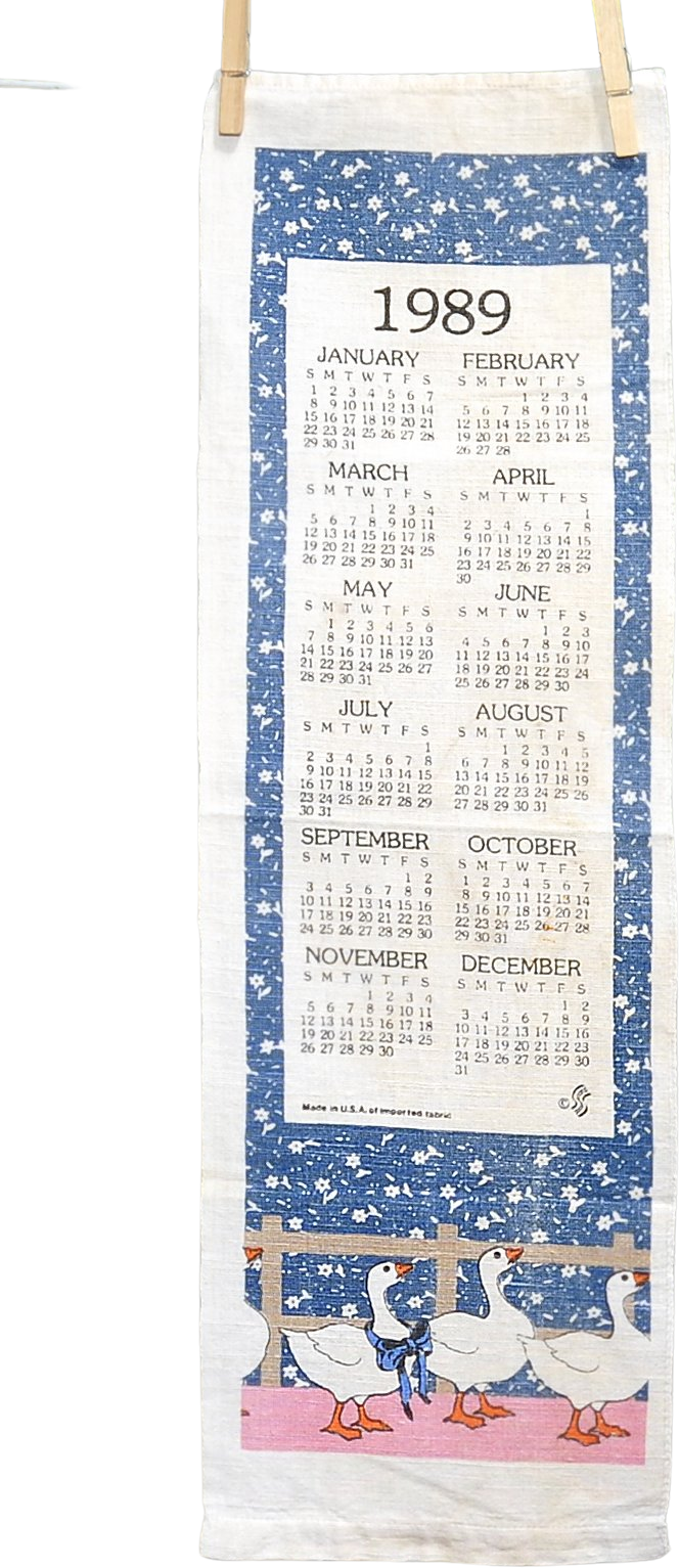 Vintage 80s Vtg 1989 Geese And Fence Narrow Calendar Towel | Shop THRILLING